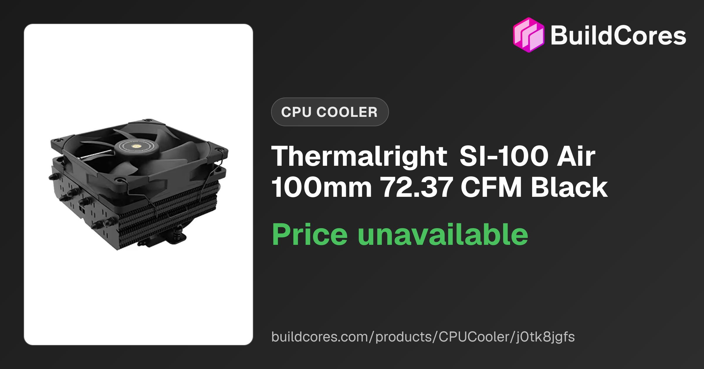 Thermalright SI-100 Air 100mm 72.37 CFM Black | BuildCores