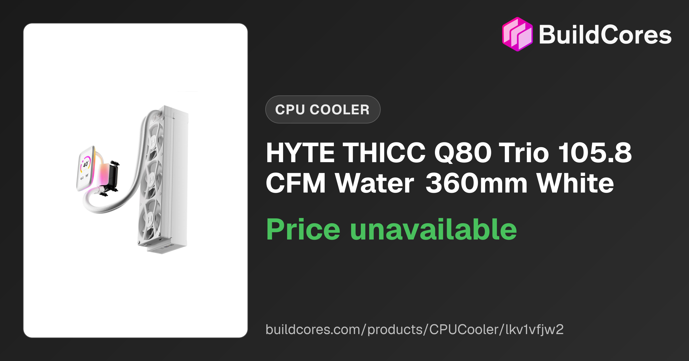 HYTE THICC Q80 Trio 105.8 CFM Water 360mm White | BuildCores