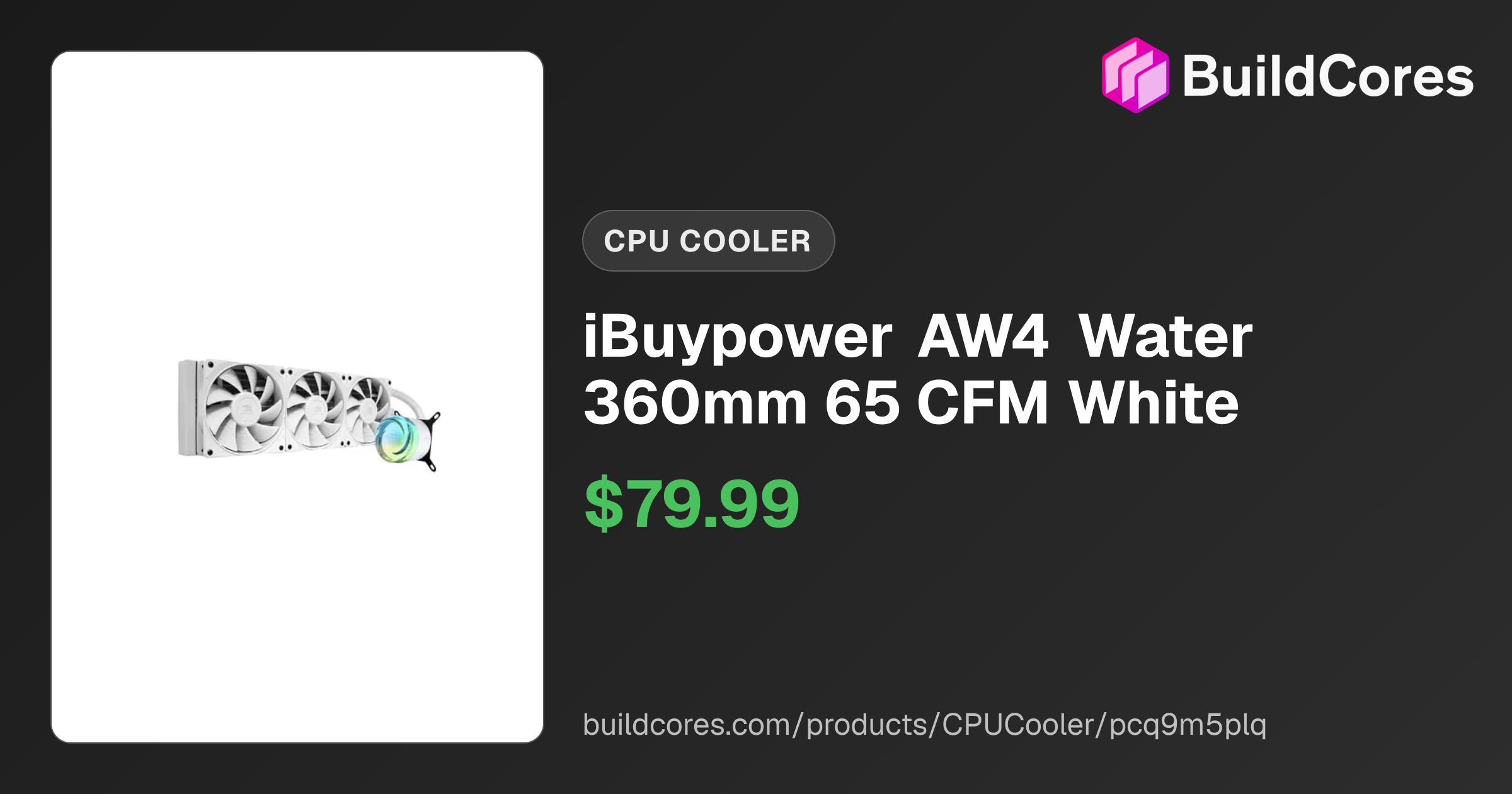 iBuypower AW4 Water 360mm 65 CFM White | BuildCores