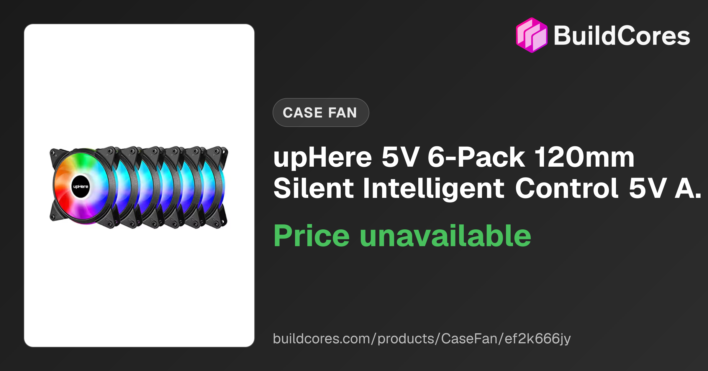 upHere 5V 6-Pack 120mm Silent Intelligent Control 5V Addressable RGB ...