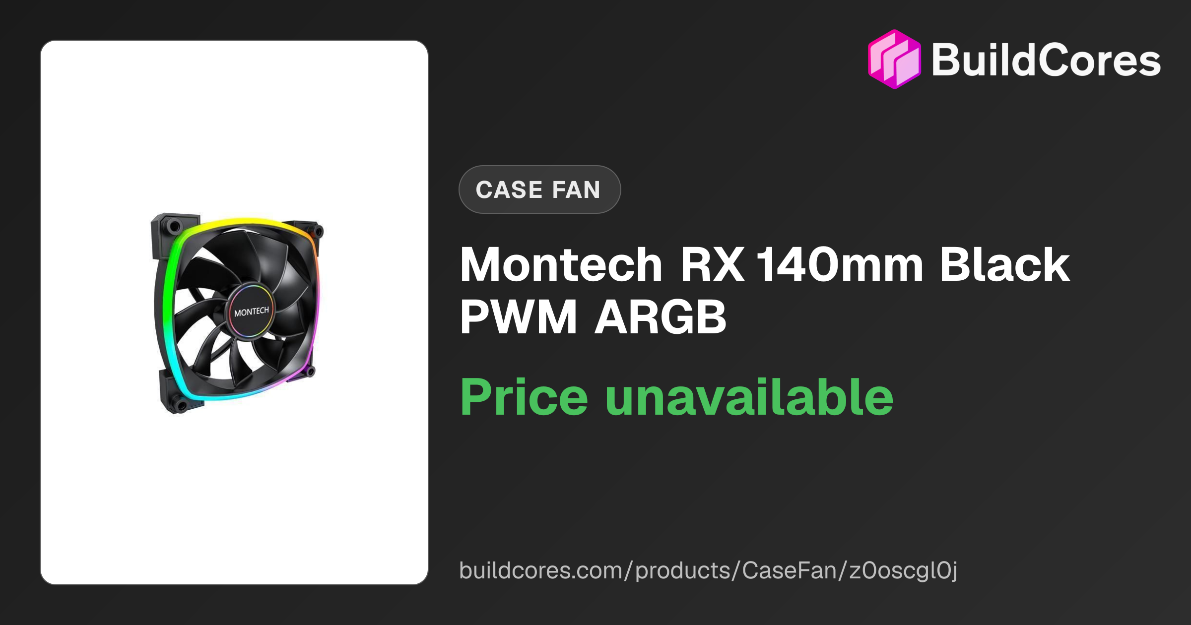 Montech RX 140mm Black PWM ARGB | BuildCores