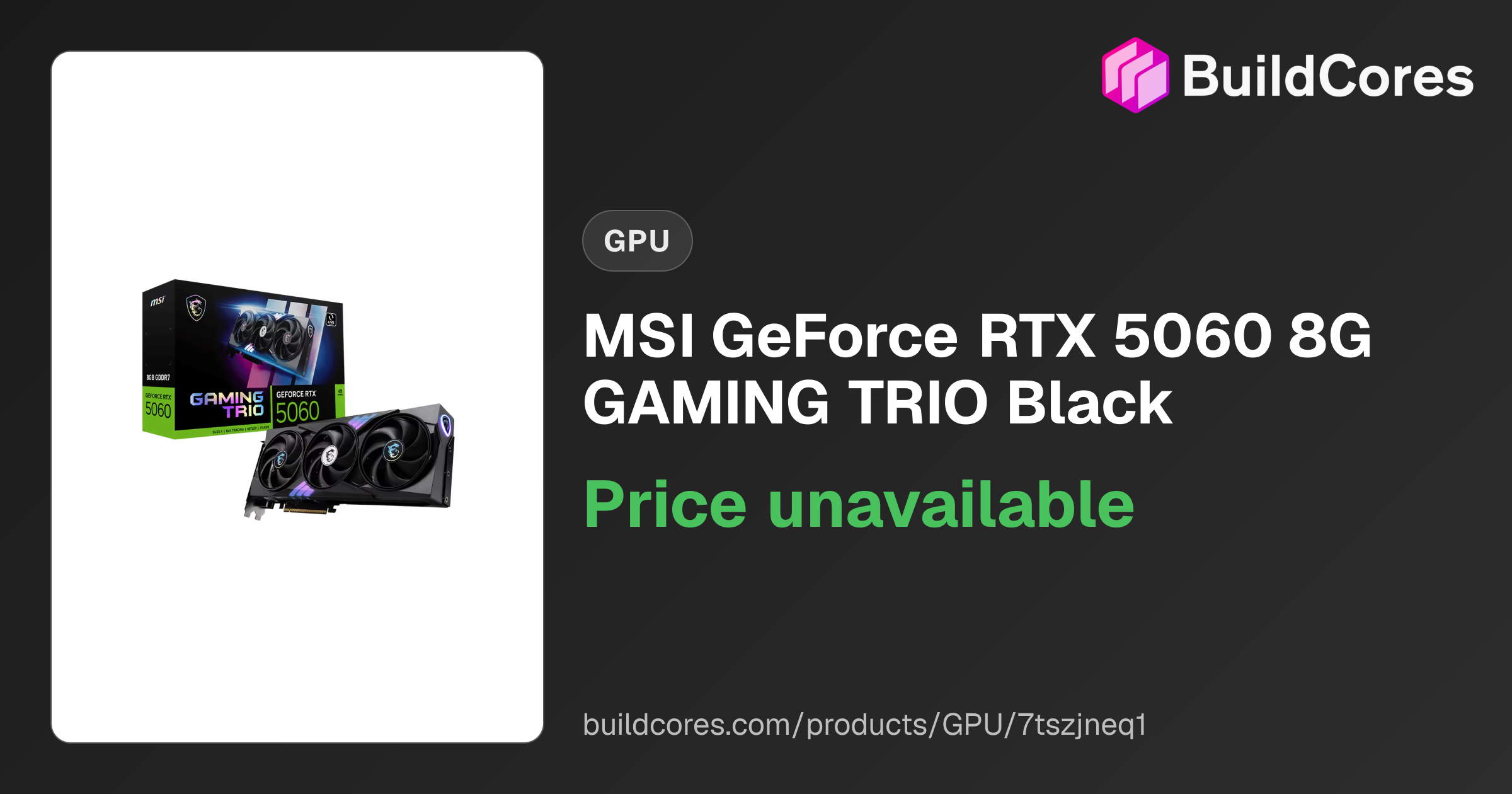 MSI GeForce RTX 5060 8G GAMING TRIO Black | BuildCores