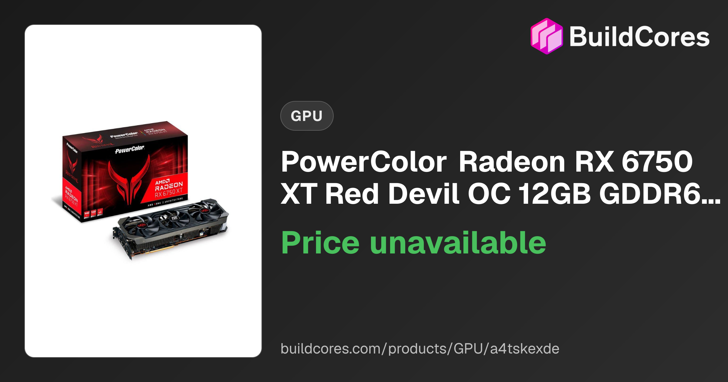 PowerColor Radeon RX 6750 XT Red Devil OC 12GB GDDR6 Black | BuildCores