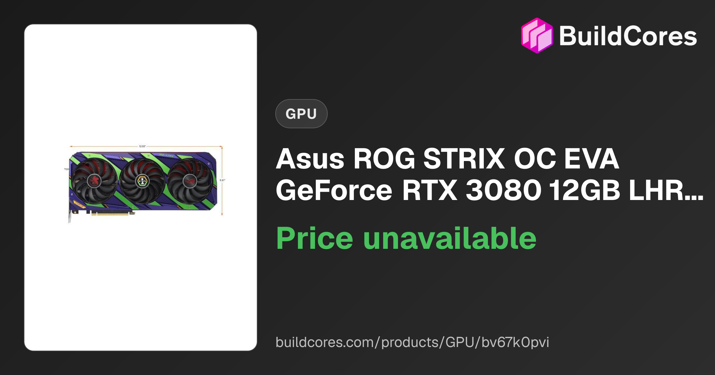 Asus ROG STRIX OC EVA GeForce RTX 3080 12GB LHR 12GB GDDR6X Purple ...