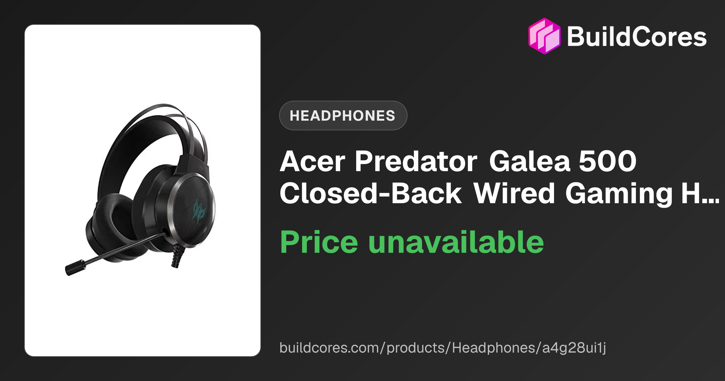 Acer Predator Galea 500 Closed-Back Wired Gaming Headset | BuildCores