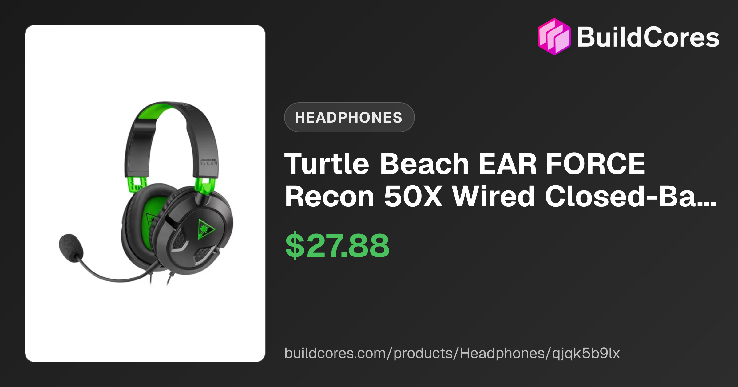 Turtle Beach EAR FORCE Recon 50X Wired Closed-Back Gaming Headset ...