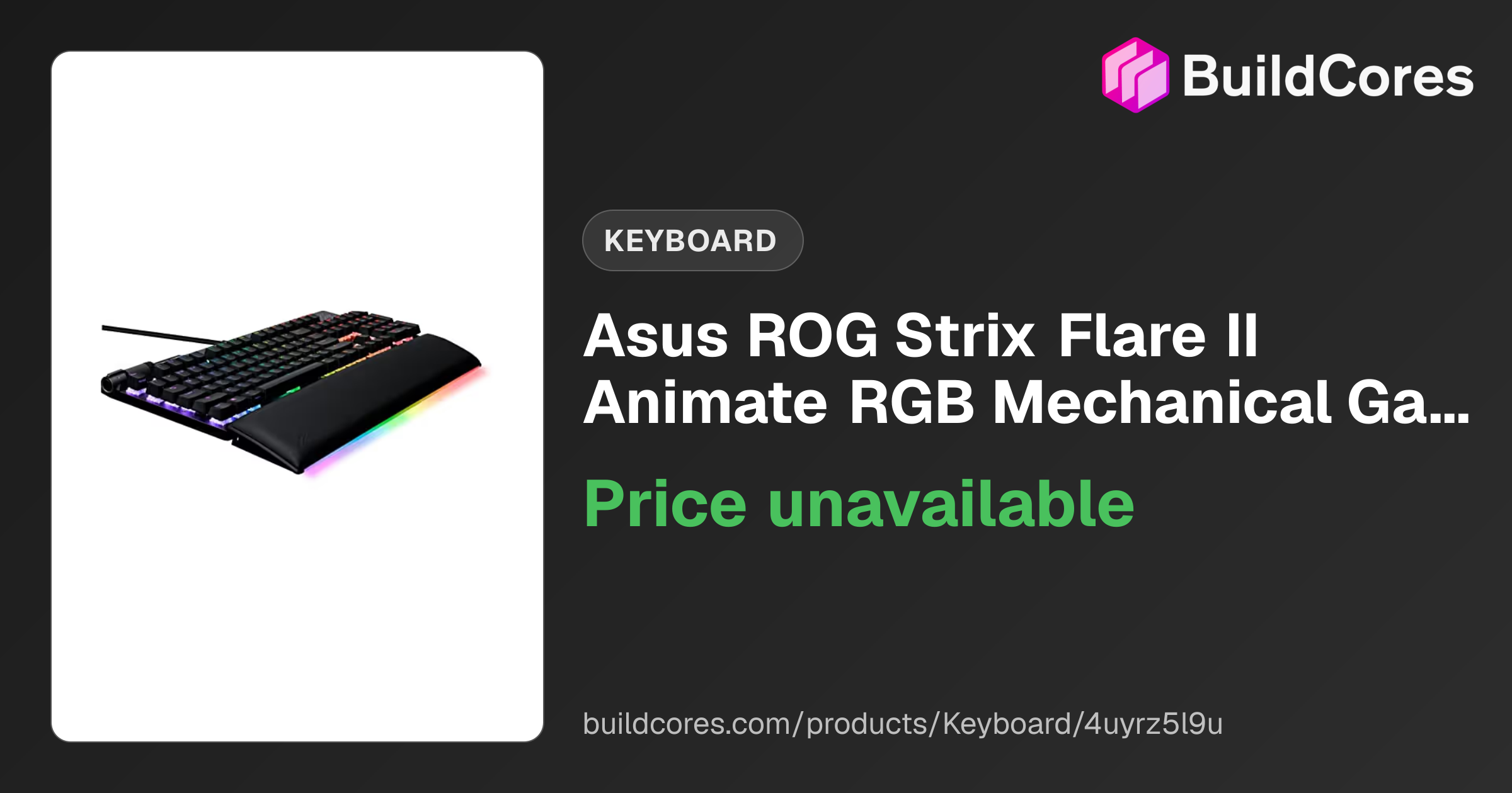Asus ROG Strix Flare II Animate RGB Mechanical Gaming Wired Keyboard ...
