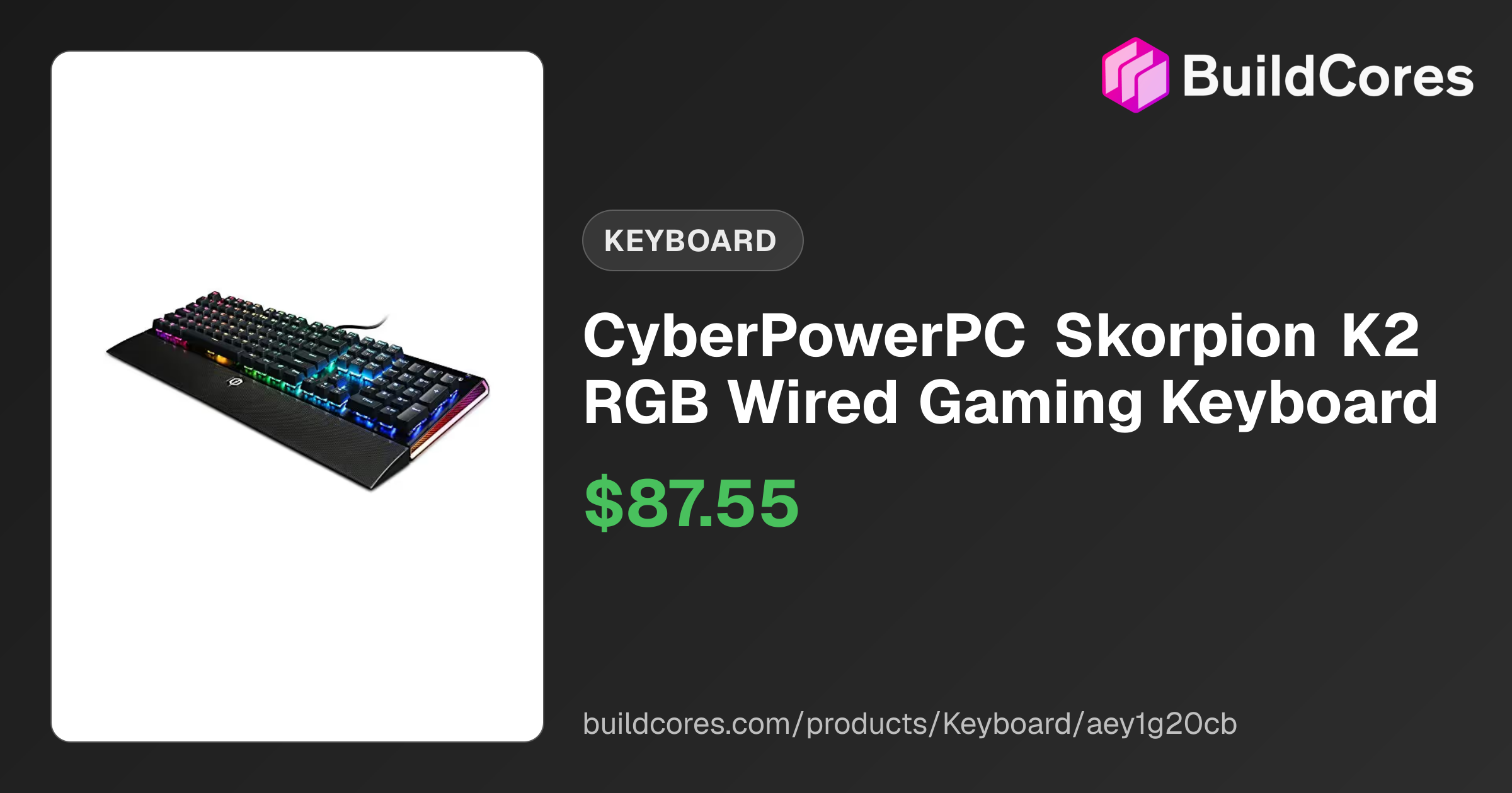CyberPowerPC Skorpion K2 RGB Wired Gaming Keyboard | BuildCores