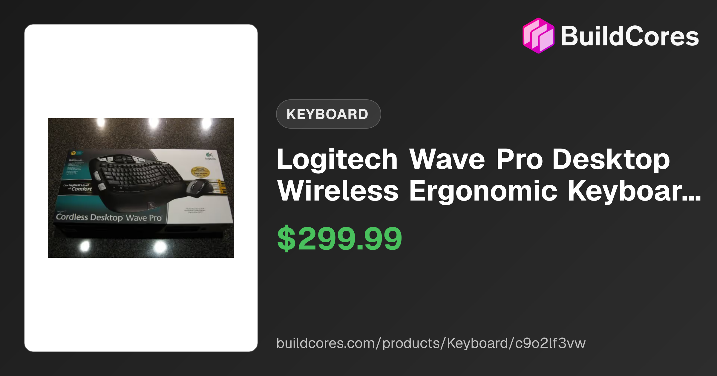 Logitech Wave Pro Desktop Wireless Ergonomic Keyboard with Laser Mouse ...