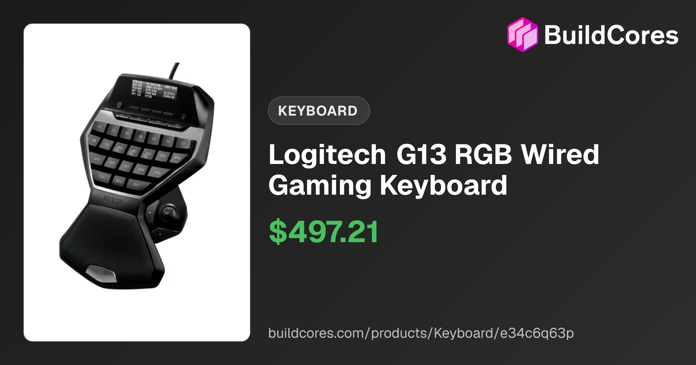 Logitech G13 RGB Wired Gaming Keyboard | BuildCores