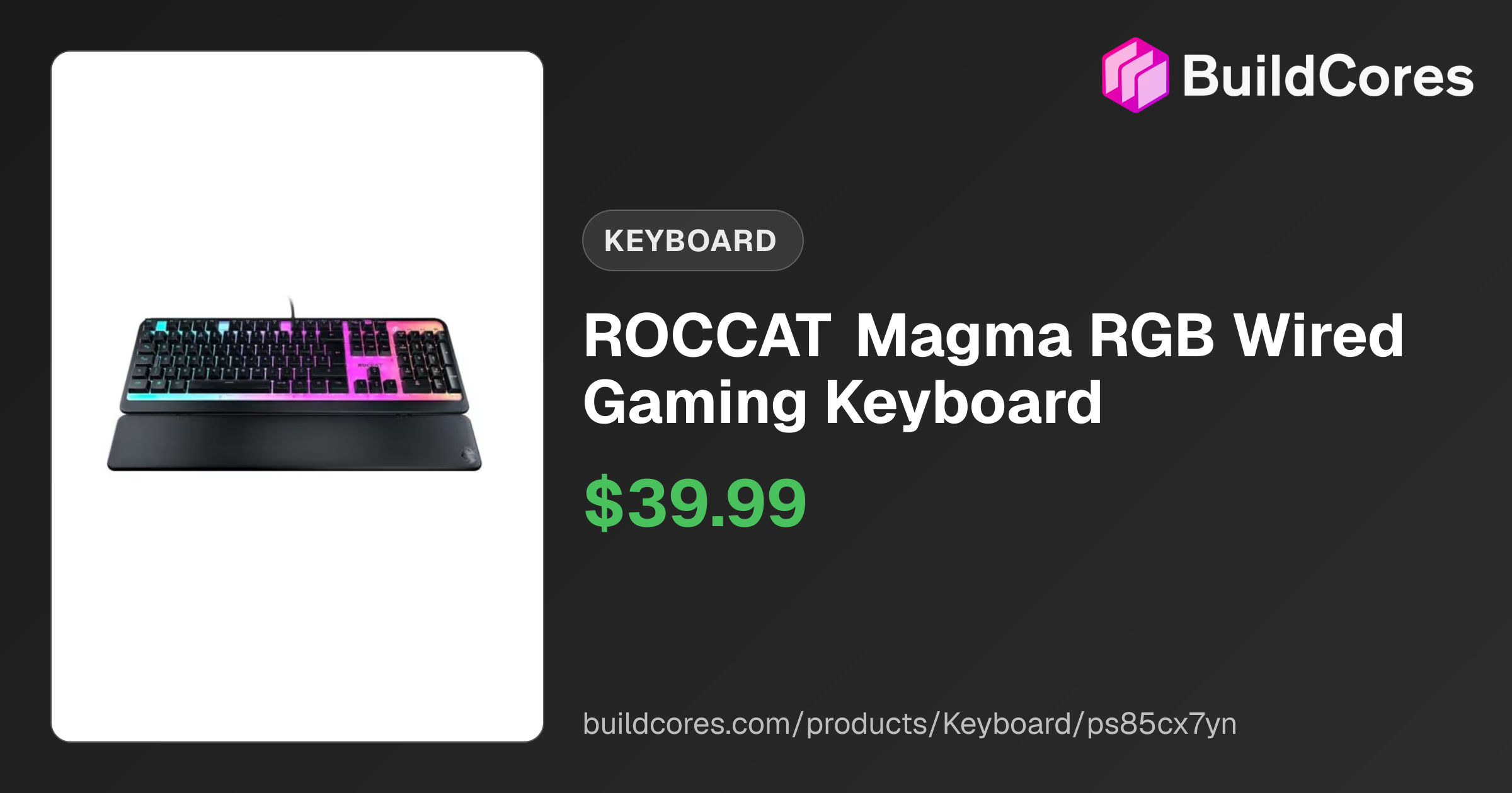 ROCCAT Magma RGB Wired Gaming Keyboard | BuildCores