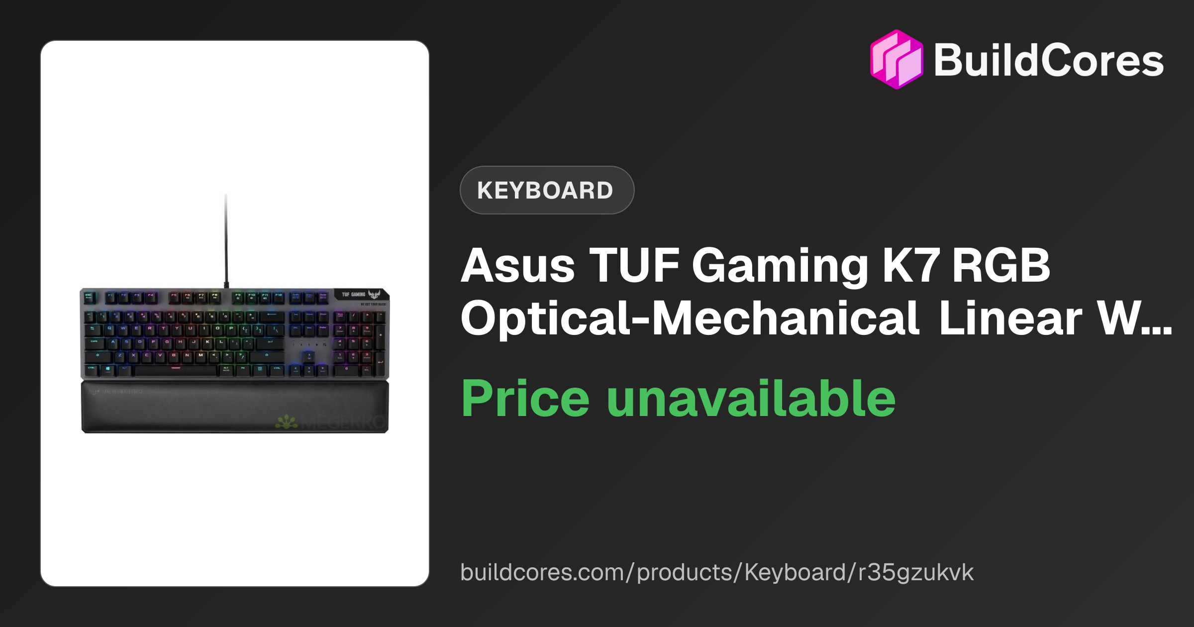 Asus TUF Gaming K7 RGB Optical-Mechanical Linear Wired Gaming Keyboard ...
