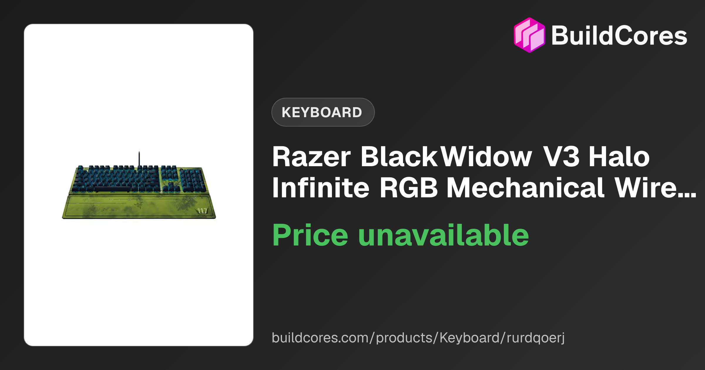 Razer BlackWidow V3 Halo Infinite RGB Mechanical Wired Gaming Keyboard ...