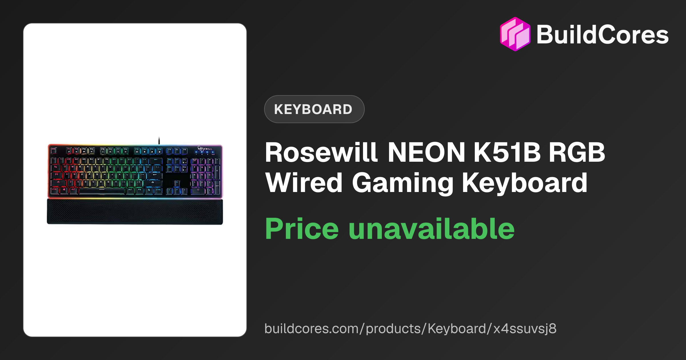 Rosewill NEON K51B RGB Wired Gaming Keyboard | BuildCores