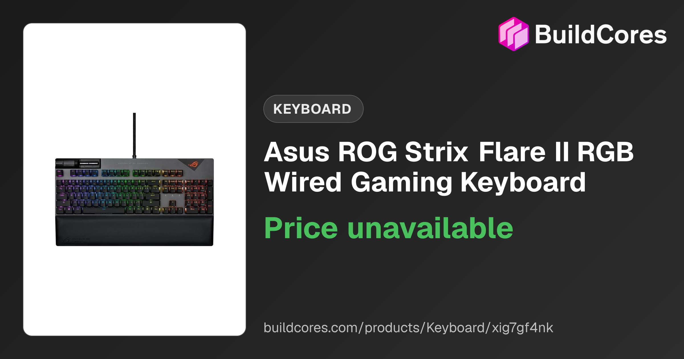 Asus ROG Strix Flare II RGB Wired Gaming Keyboard | BuildCores