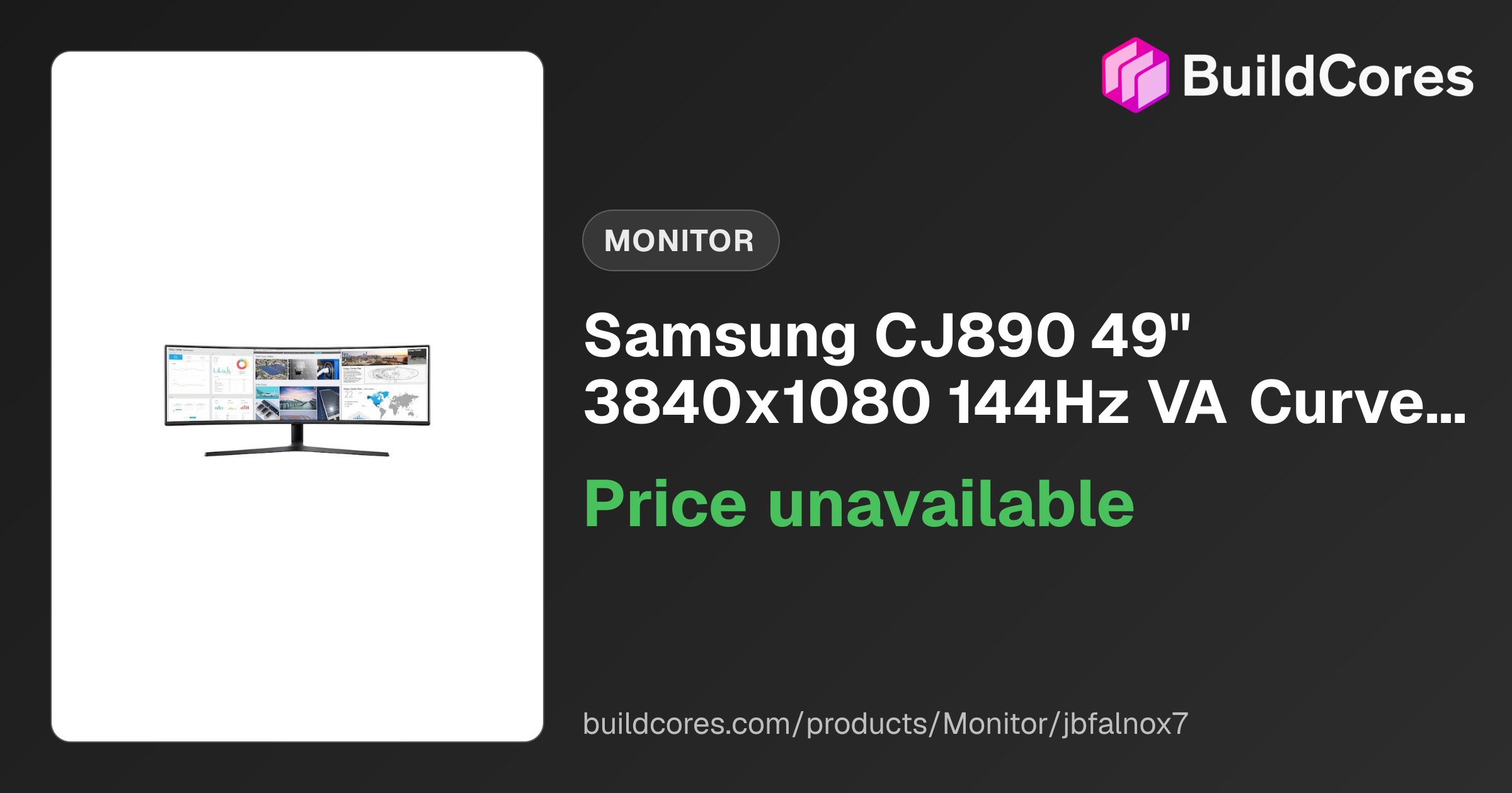 Samsung CJ890 49" 3840x1080 144Hz VA Curved Monitor | BuildCores