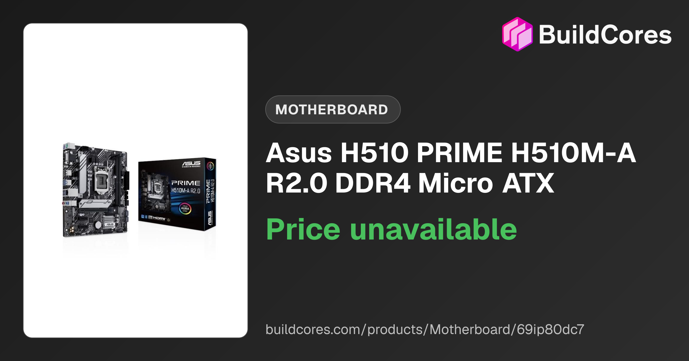 Asus H510 PRIME H510M-A R2.0 DDR4 Micro ATX | BuildCores
