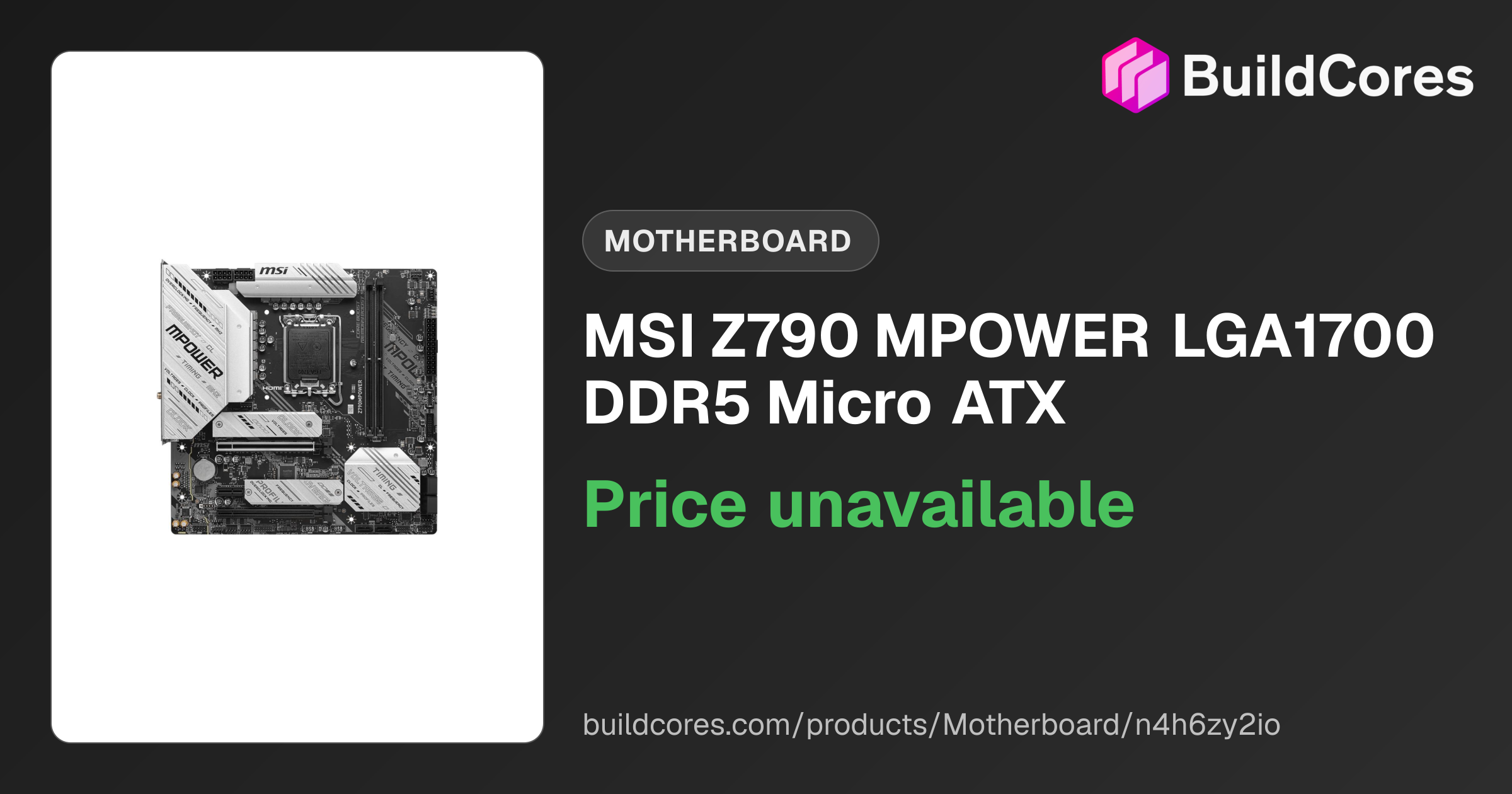 MSI Z790 MPOWER LGA1700 DDR5 Micro ATX | BuildCores