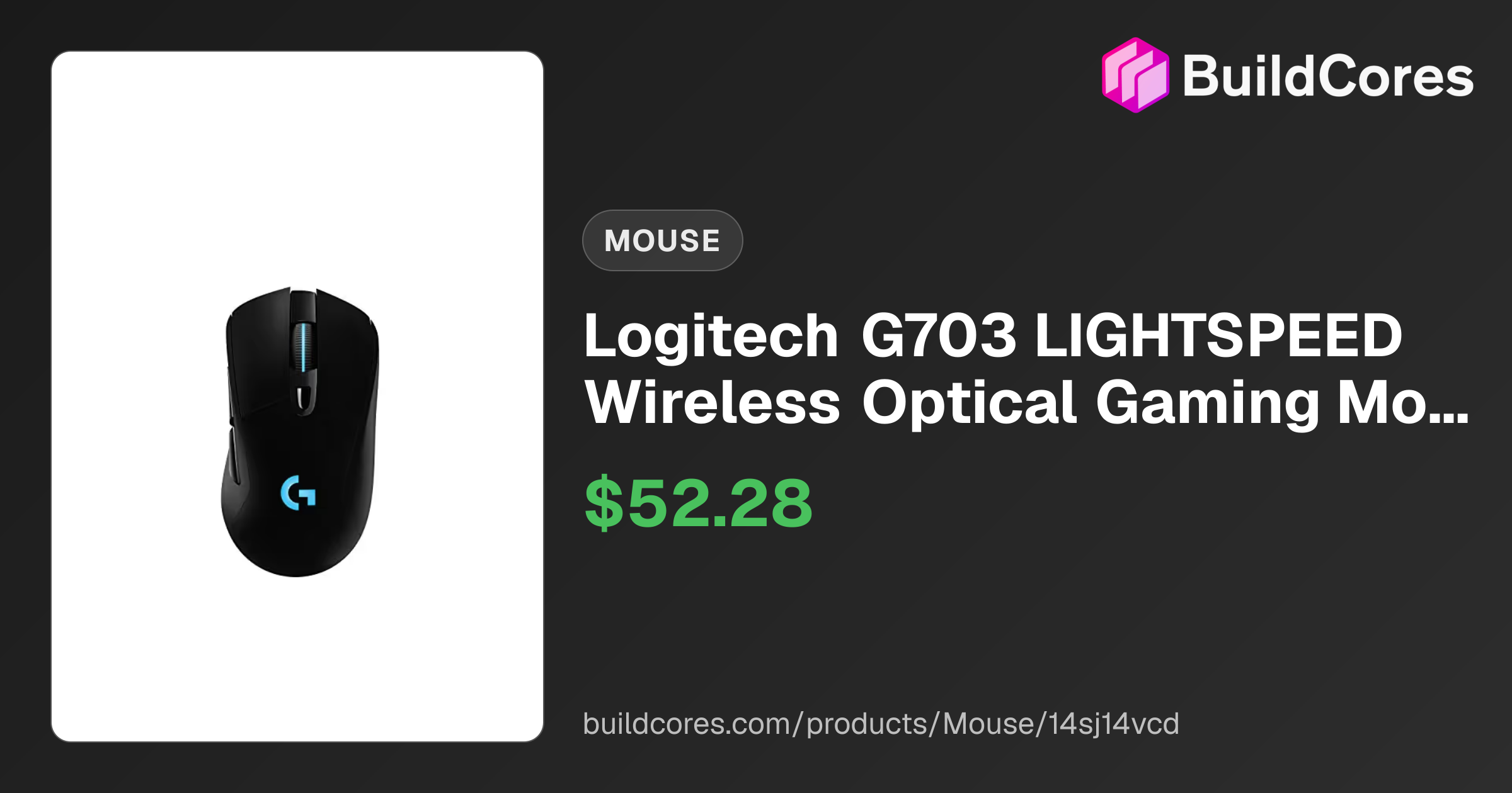 Logitech G703 LIGHTSPEED Wireless Optical Gaming Mouse | BuildCores