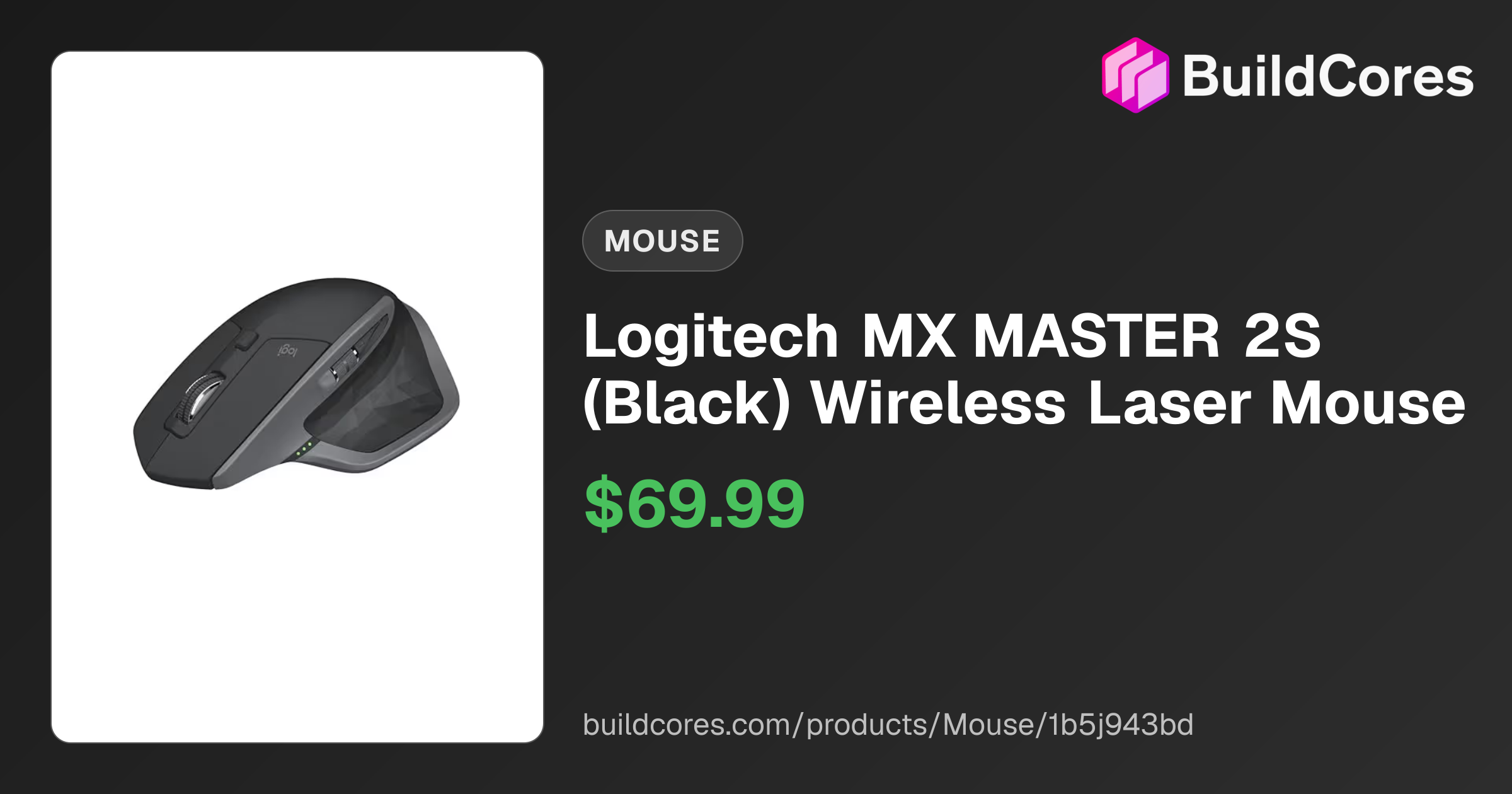 Logitech MX MASTER 2S (Black) Wireless Laser Mouse | BuildCores