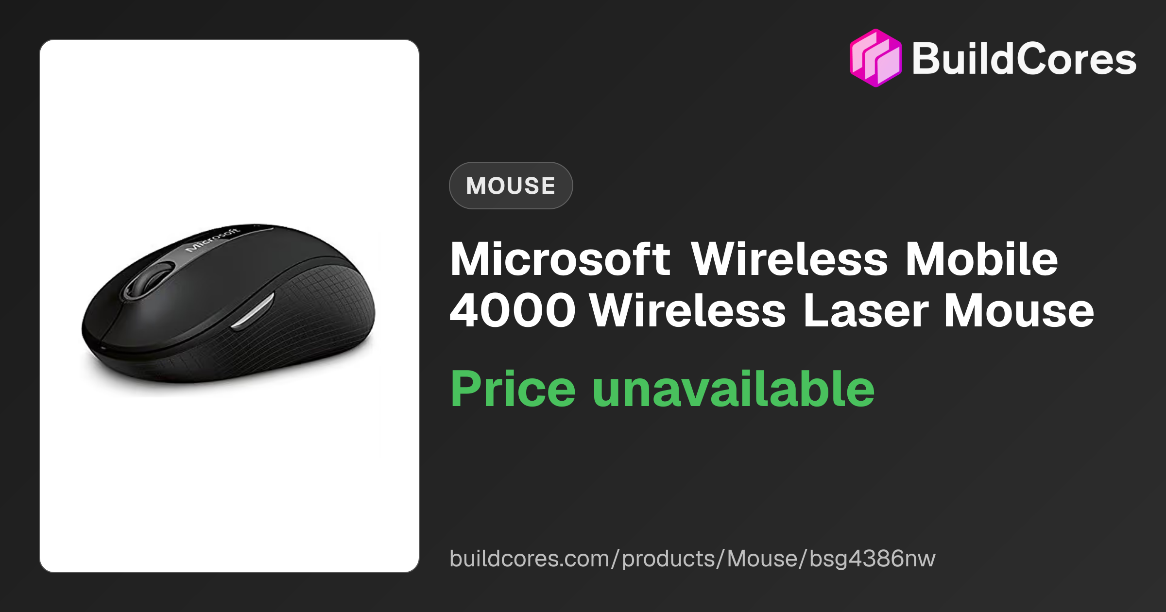Microsoft Wireless Mobile 4000 Wireless Laser Mouse | BuildCores