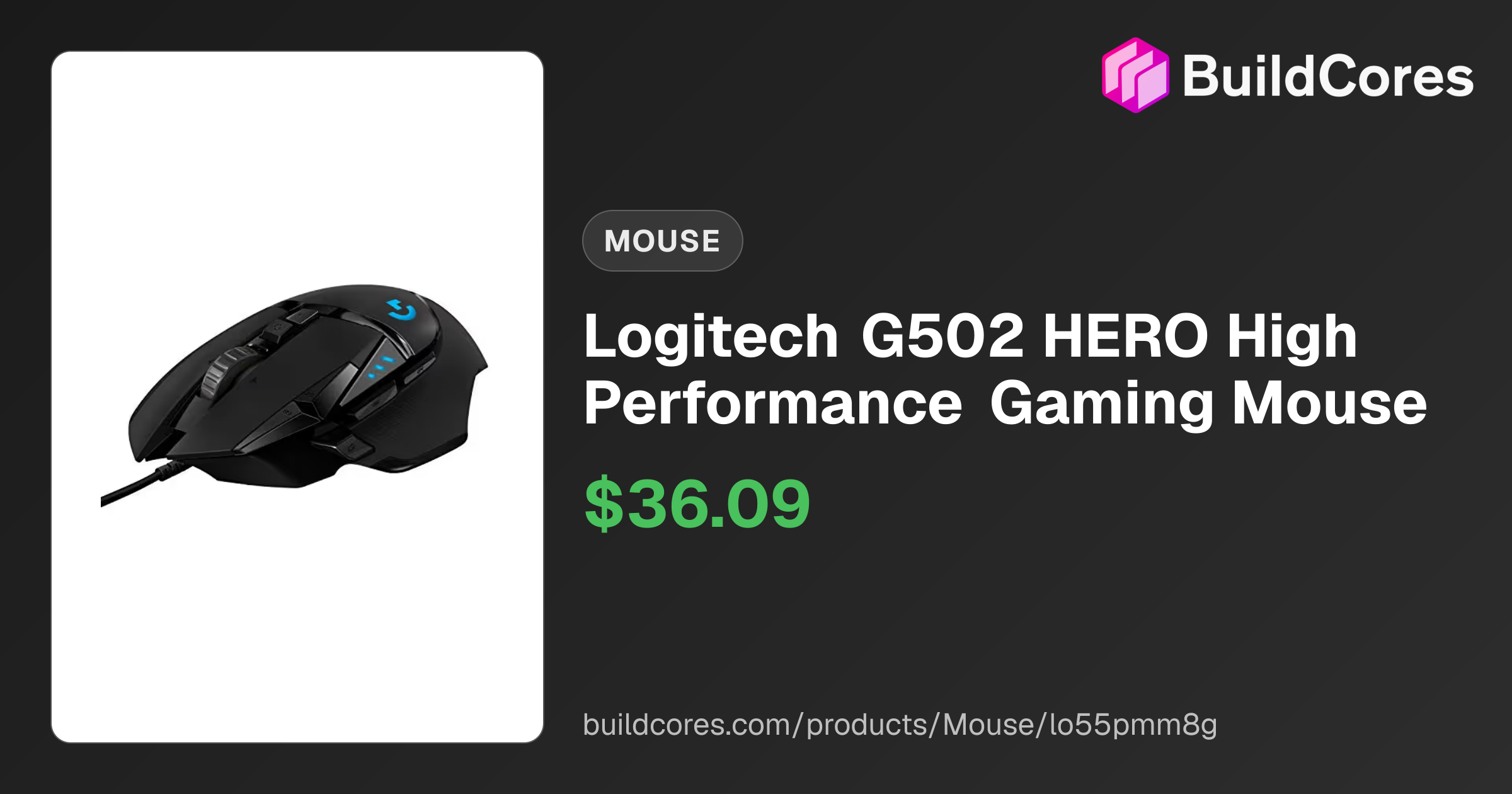 Logitech G502 HERO High Performance Gaming Mouse | BuildCores