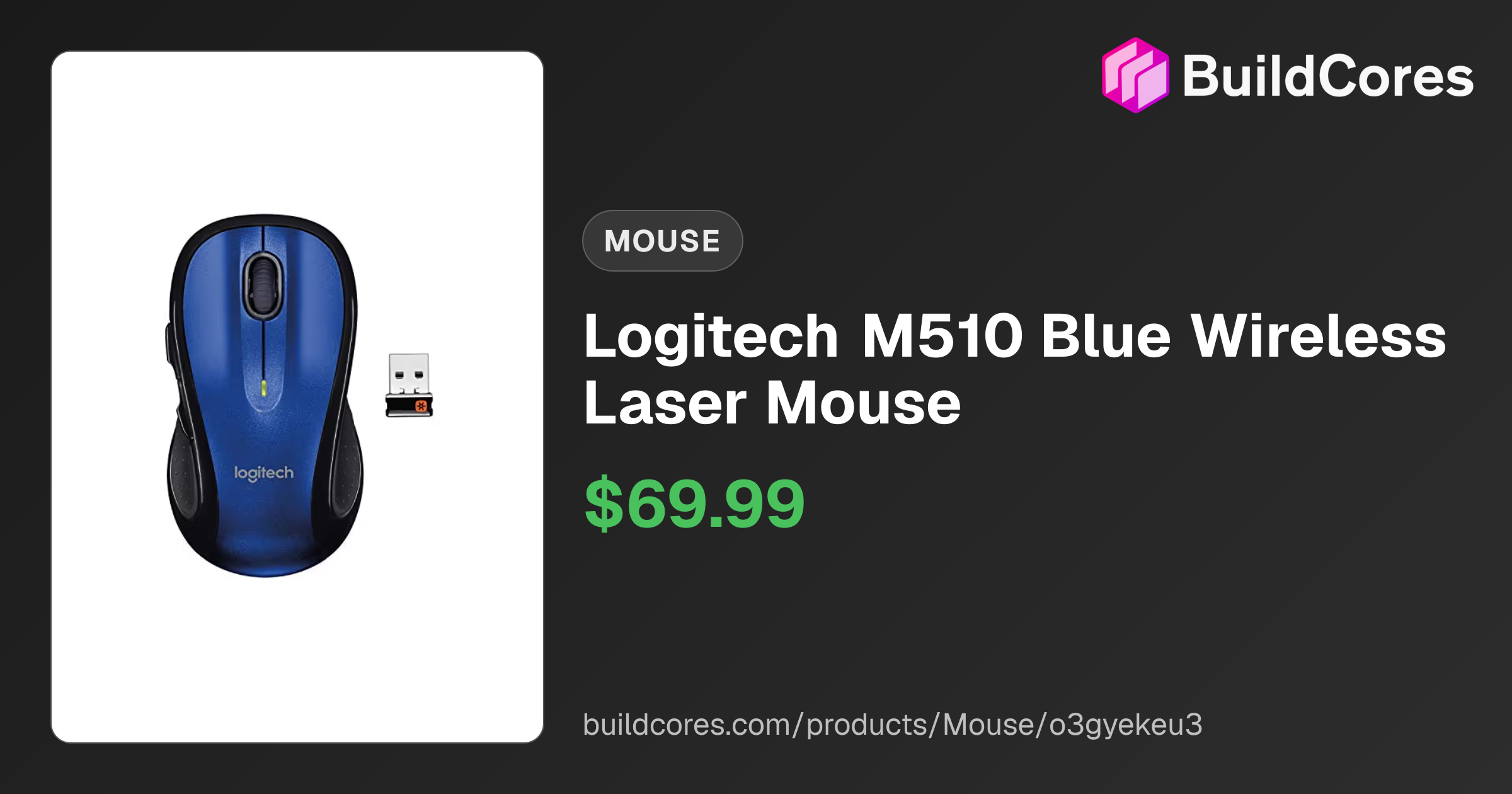 Logitech M510 Blue Wireless Laser Mouse | BuildCores