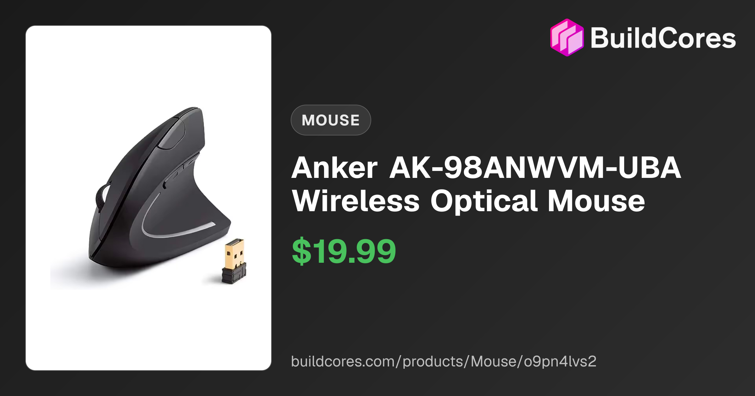 Anker AK-98ANWVM-UBA Wireless Optical Mouse | BuildCores
