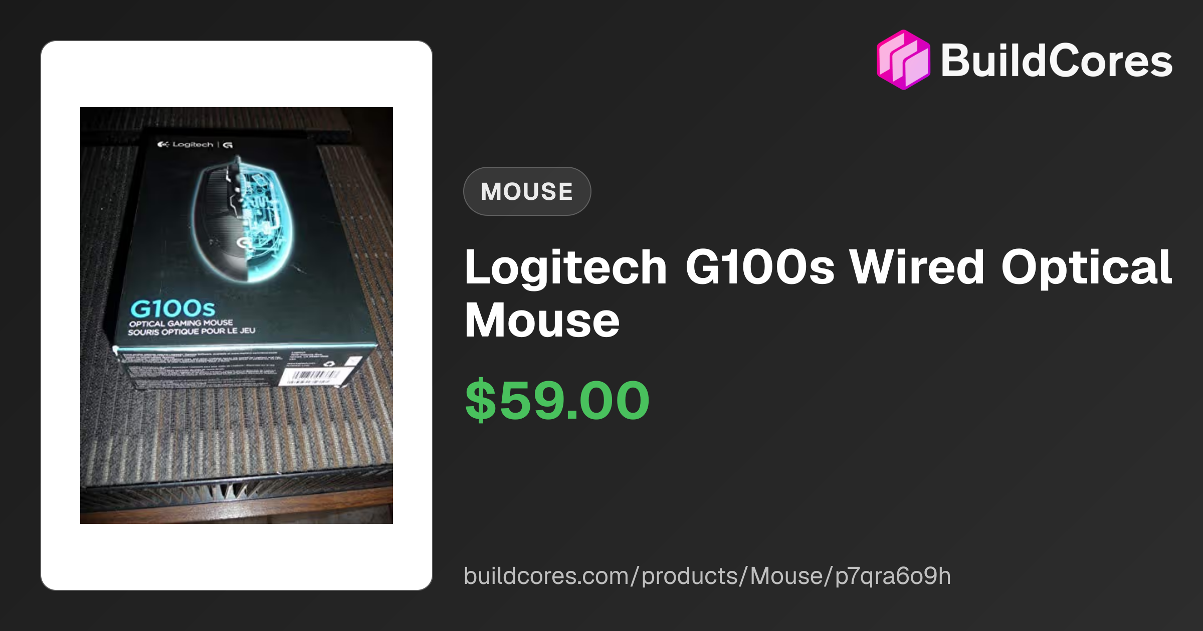 Logitech G100s Wired Optical Mouse | BuildCores