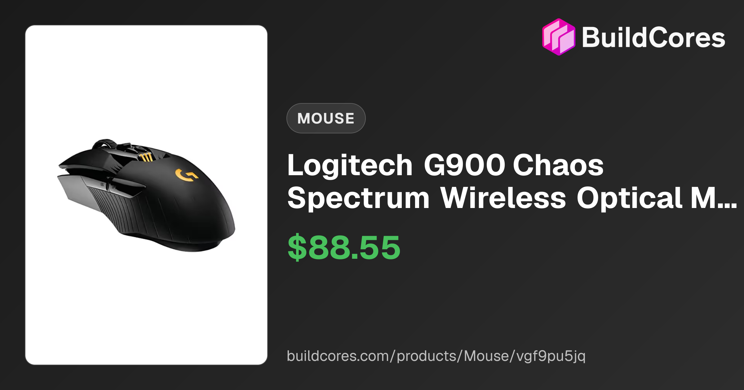 Logitech G900 Chaos Spectrum Wireless Optical Mouse | BuildCores