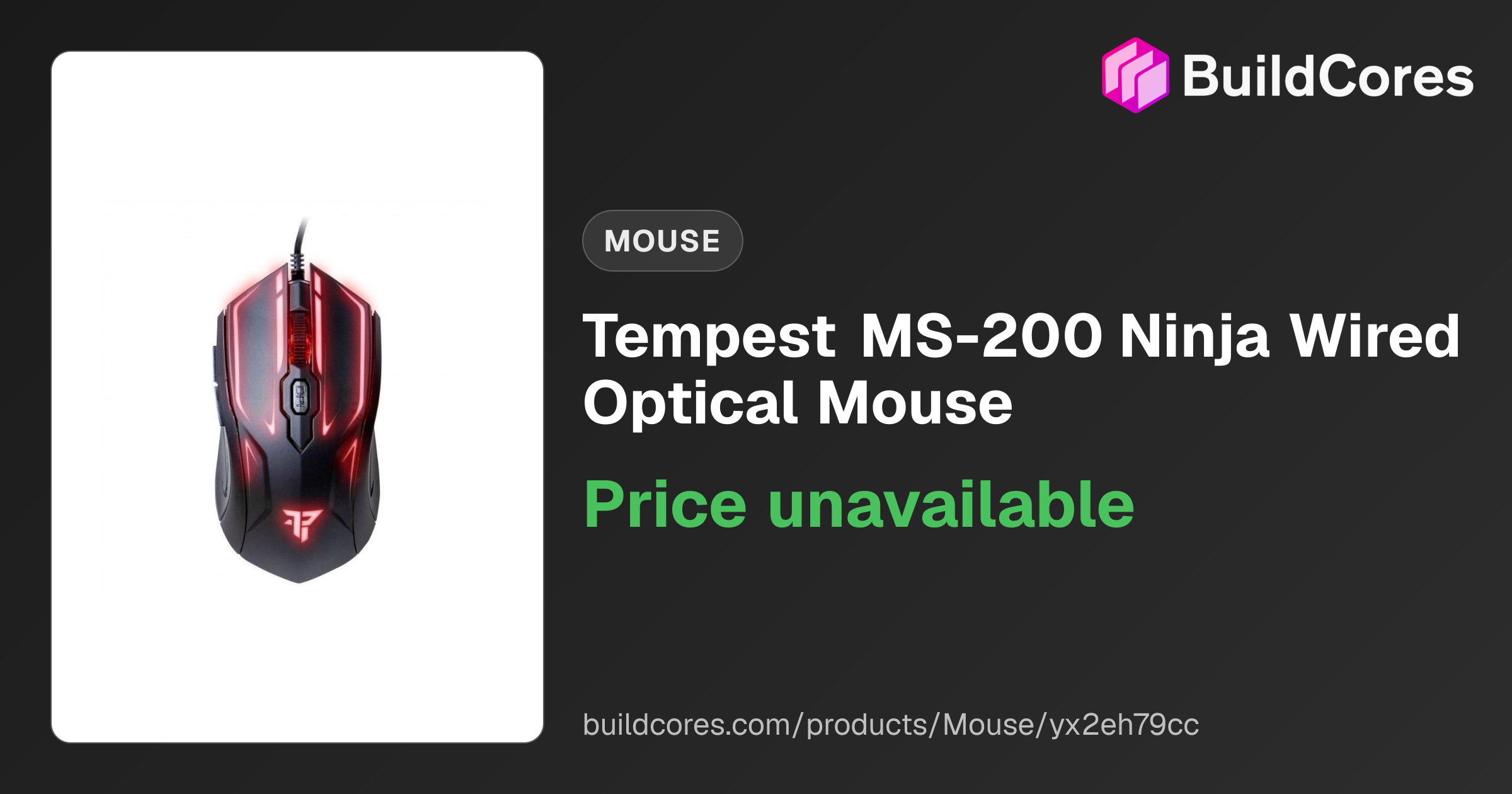 Tempest MS-200 Ninja Wired Optical Mouse | BuildCores