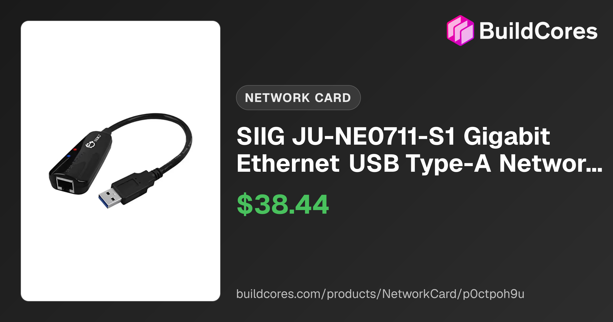 SIIG JU-NE0711-S1 Gigabit Ethernet USB Type-A Network Adapter | BuildCores