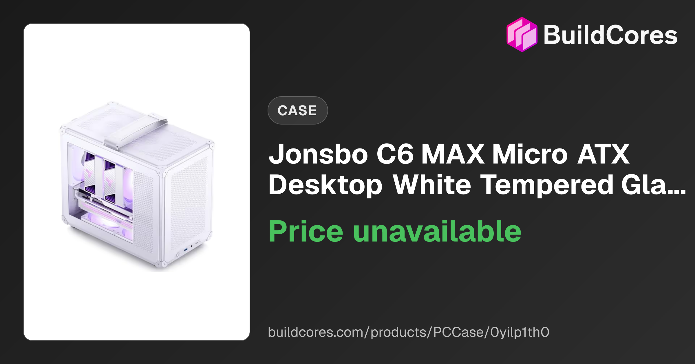 Jonsbo C6 MAX Micro ATX Desktop White Tempered Glass Side Panel ...