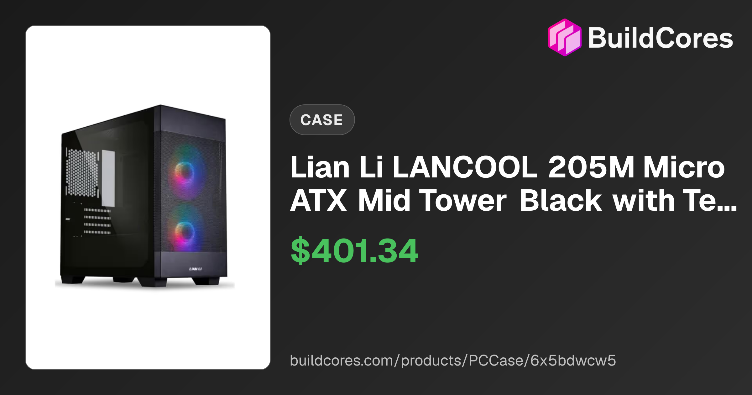 Lian Li LANCOOL 205M Micro ATX Mid Tower Black with Tempered Glass Side ...