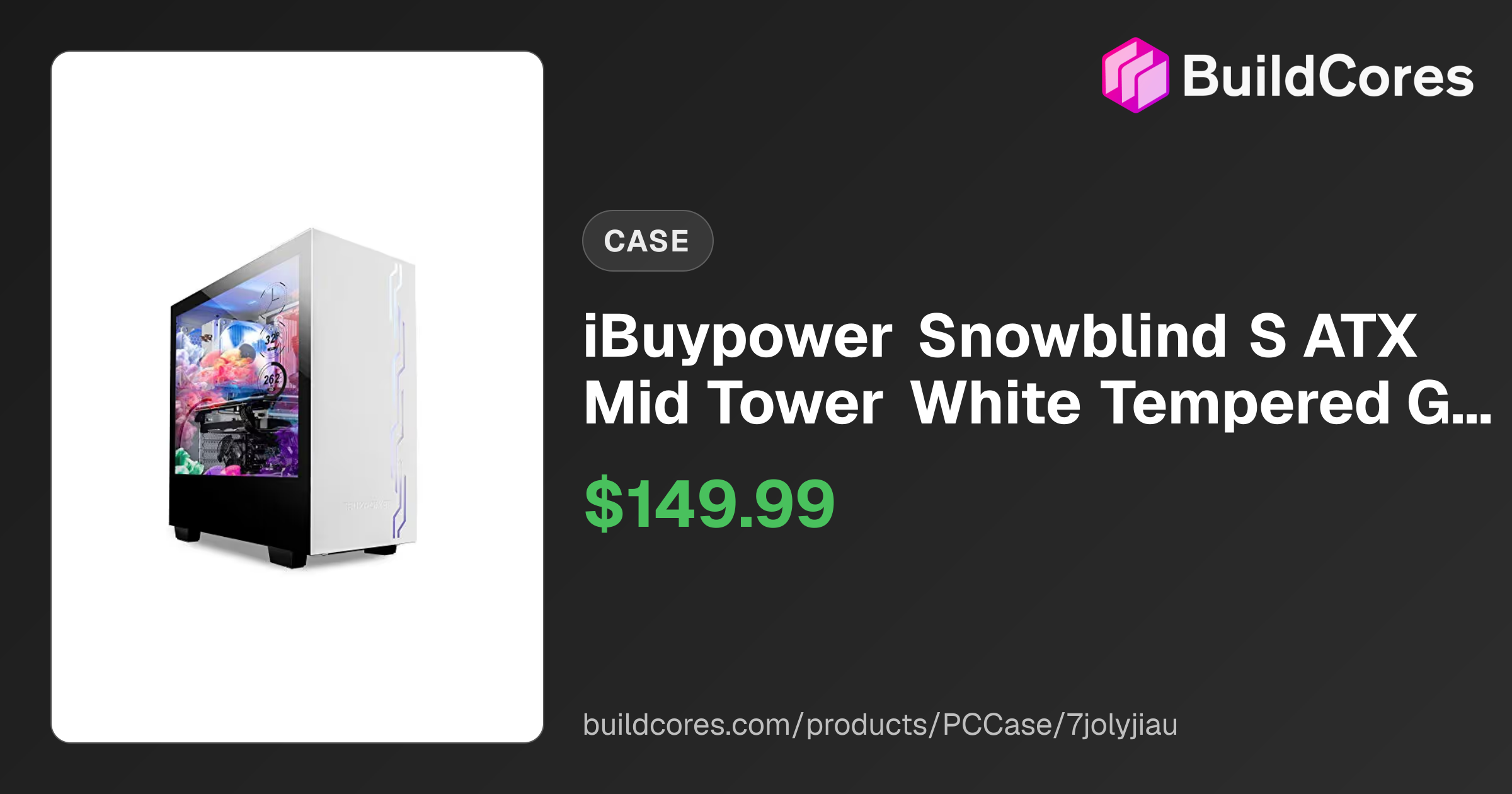 iBuypower Snowblind S ATX Mid Tower White Tempered Glass Side Panel ...