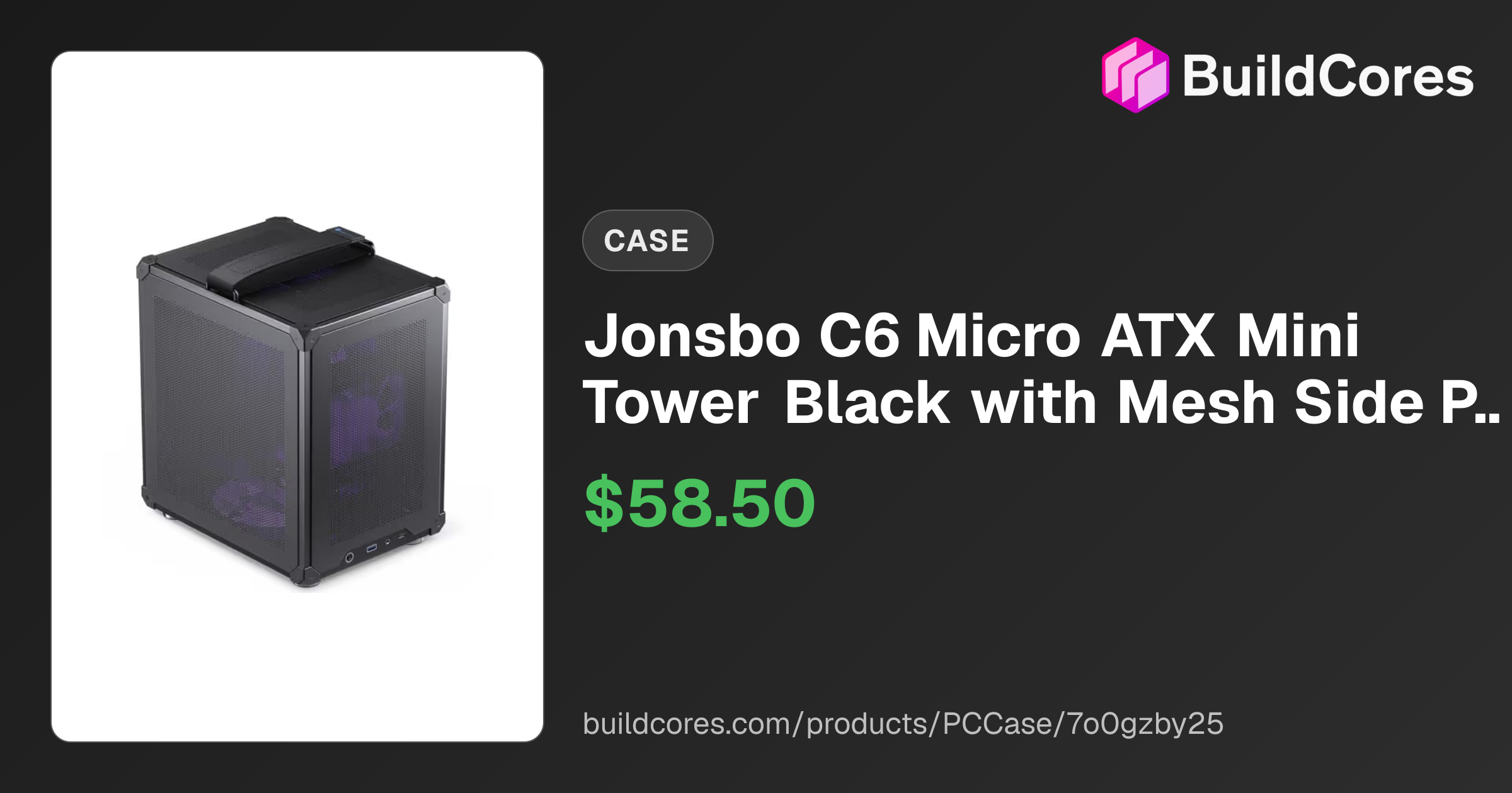 Jonsbo C6 Micro ATX Mini Tower Black with Mesh Side Panel and USB 3.2 ...