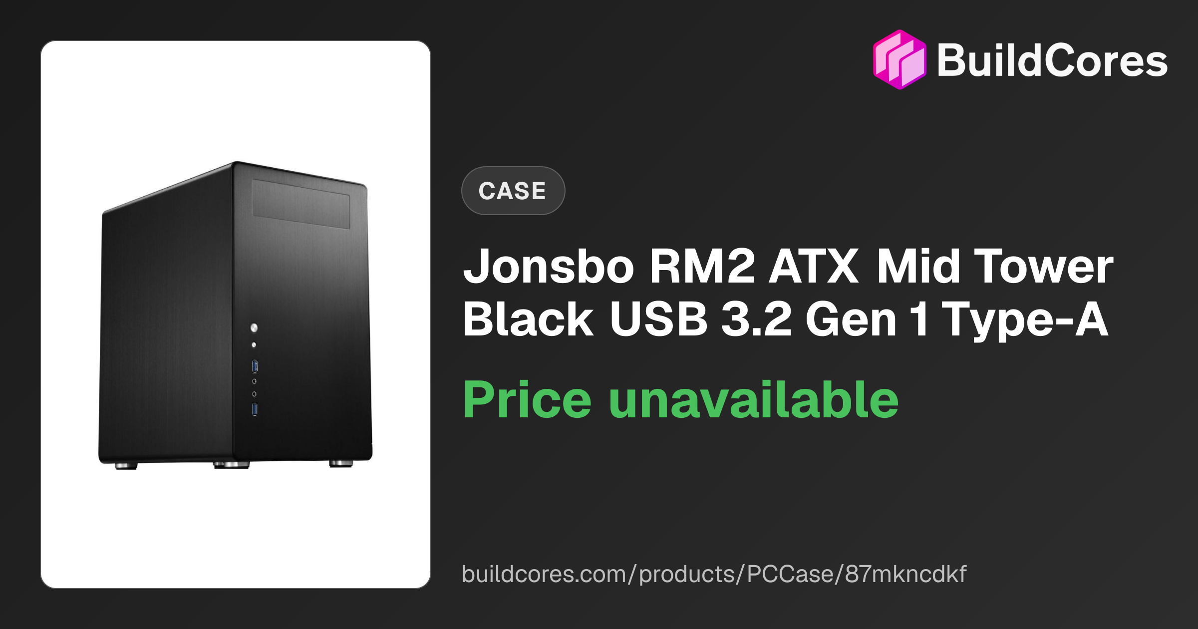 Jonsbo RM2 ATX Mid Tower Black USB 3.2 Gen 1 Type-A | BuildCores