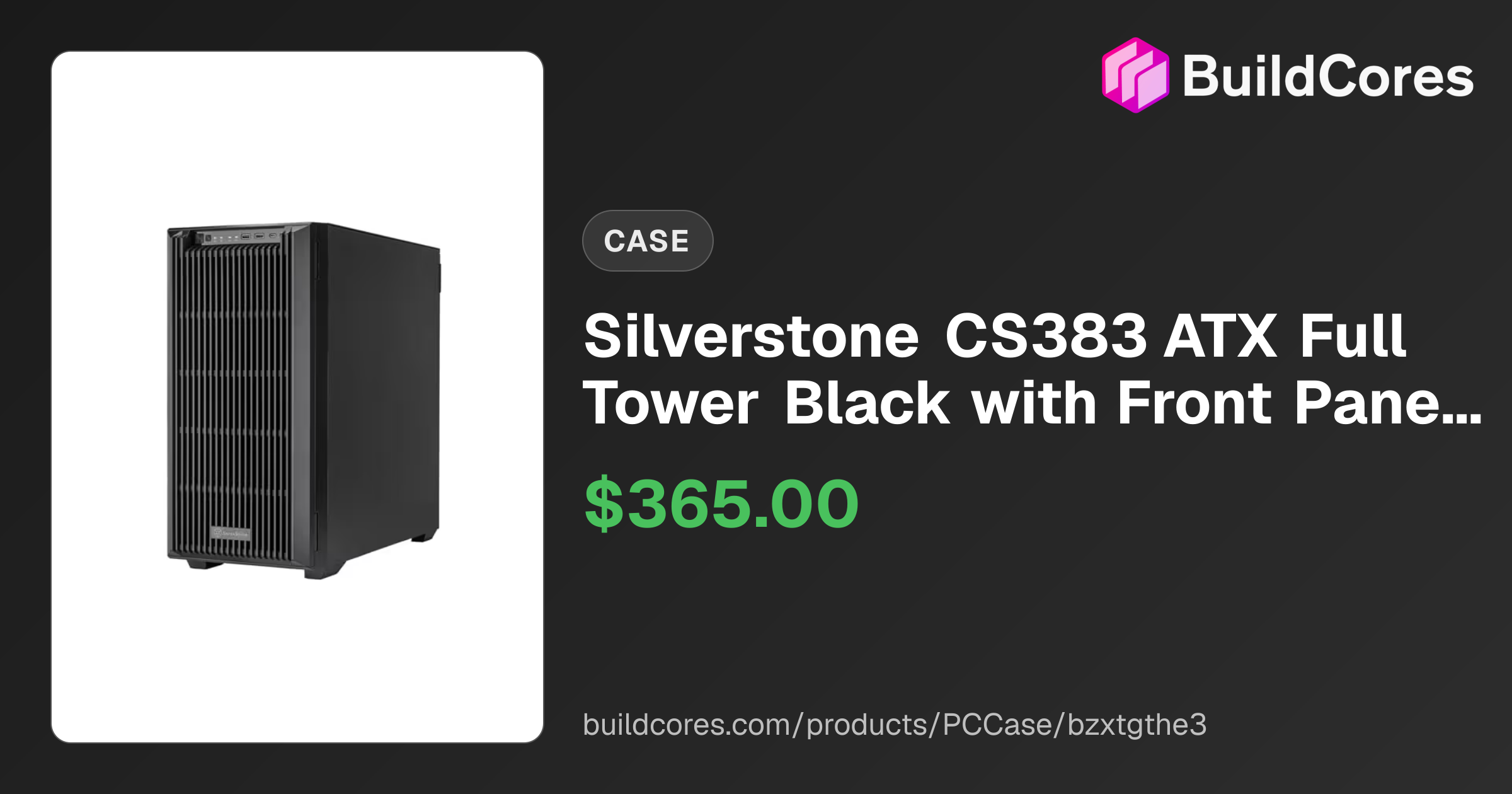 Silverstone CS383 ATX Full Tower Black with Front Panel USB 3.2 Gen 2 ...