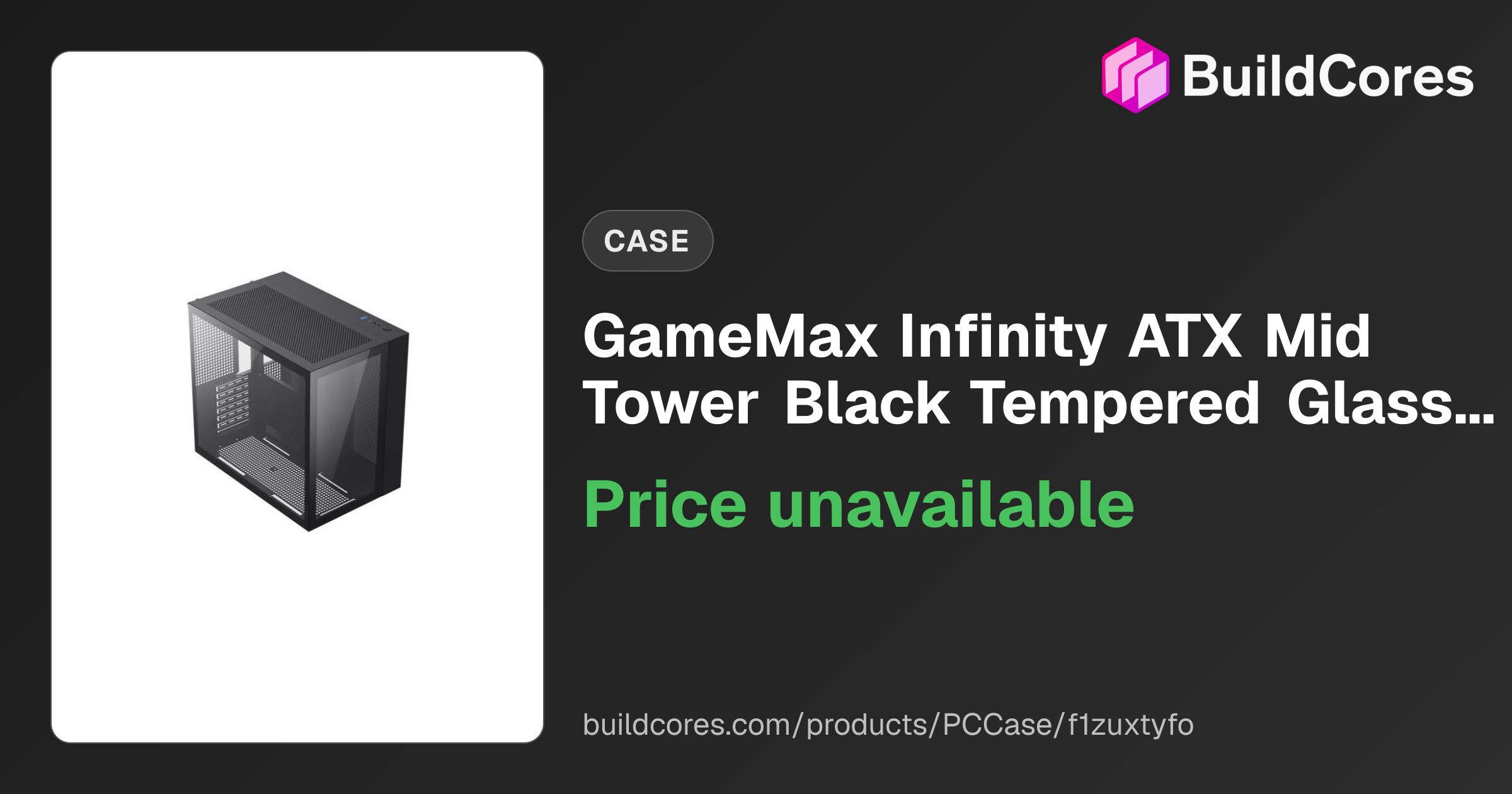 GameMax Infinity ATX Mid Tower Black Tempered Glass Side Panel | BuildCores