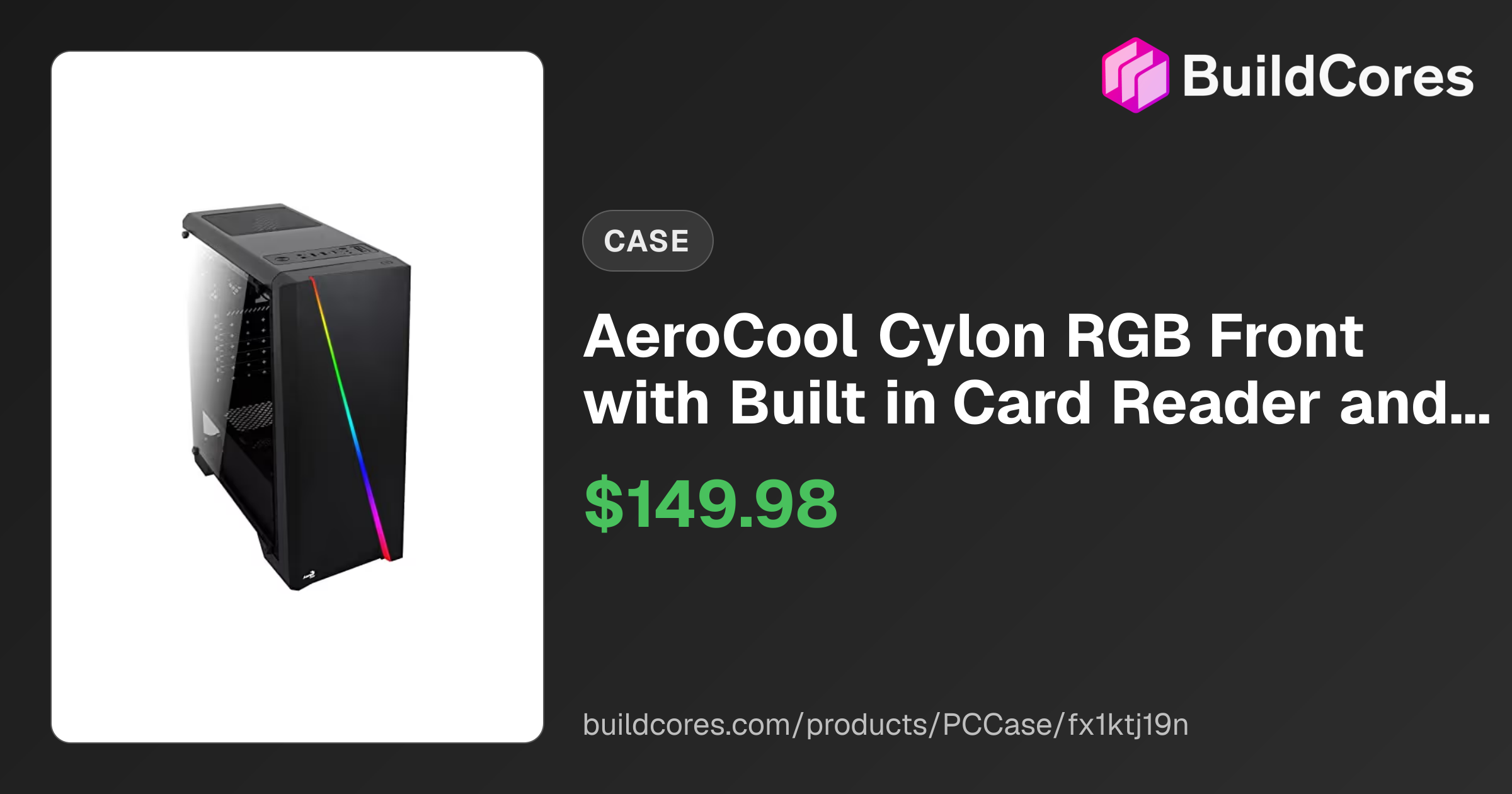 AeroCool Cylon RGB Front with Built in Card Reader and Side Window ...