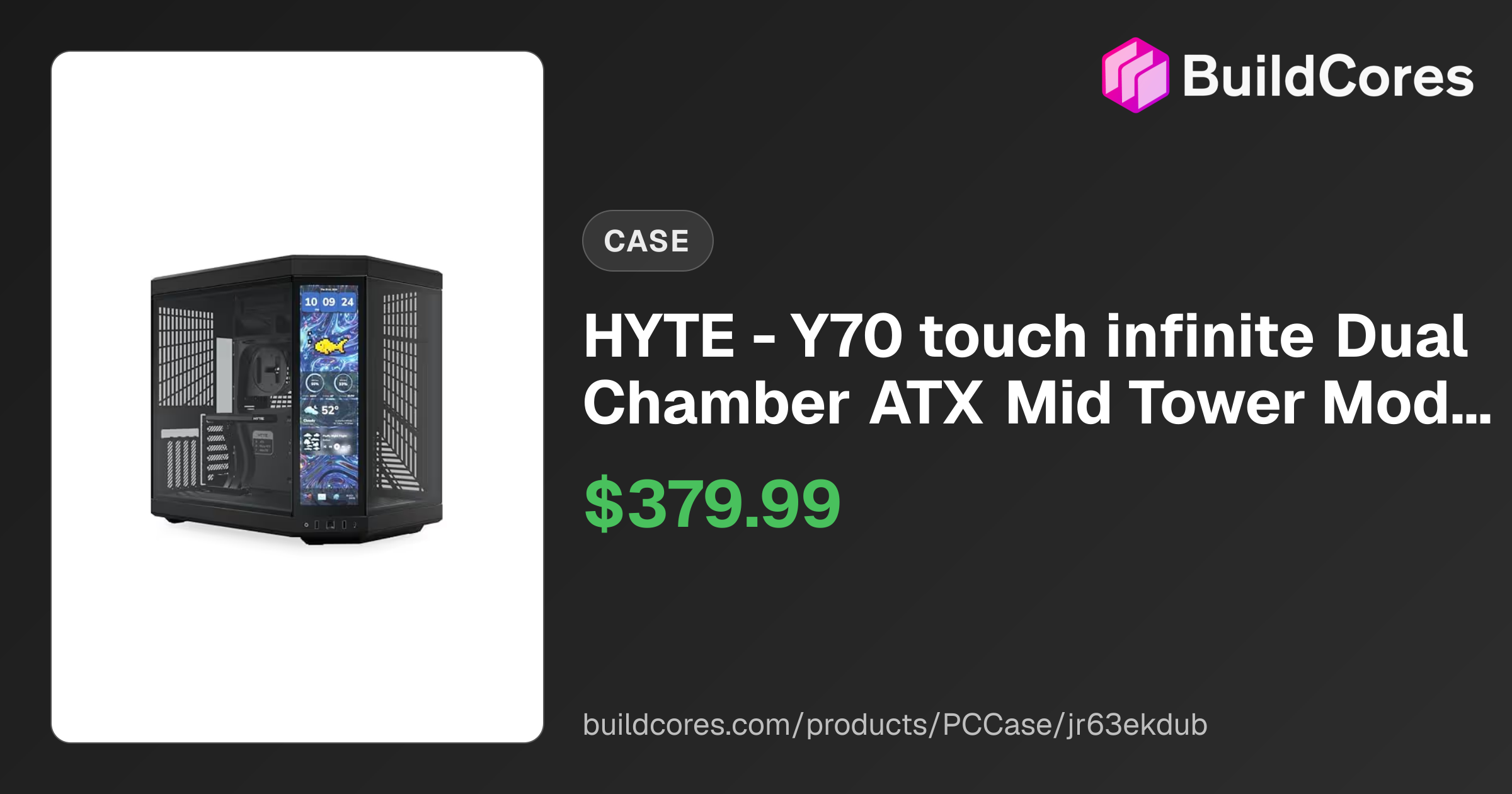 HYTE - Y70 touch infinite Dual Chamber ATX Mid Tower Modern Aesthetic ...