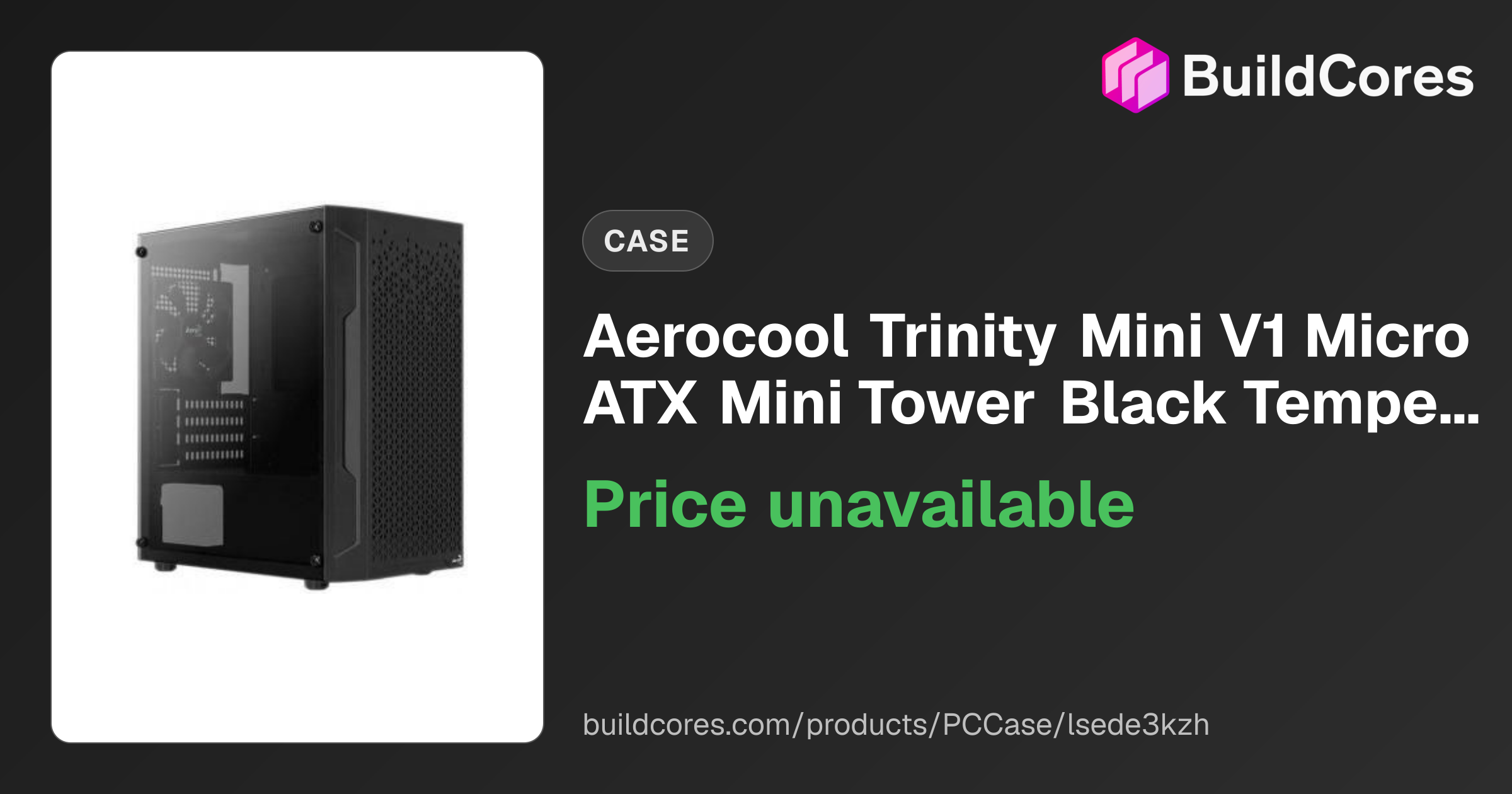 Aerocool Trinity Mini V1 Micro ATX Mini Tower Black Tempered Glass Side ...