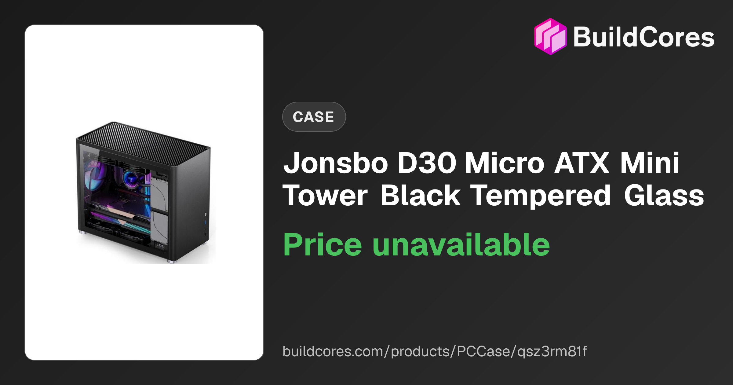 Jonsbo D30 Micro ATX Mini Tower Black Tempered Glass | BuildCores