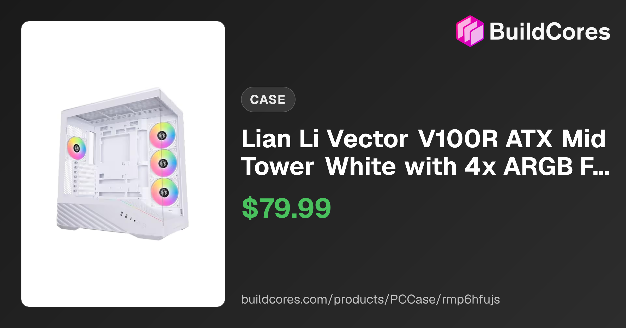 Lian Li Vector V100R ATX Mid Tower White with 4x ARGB Fans Tempered ...