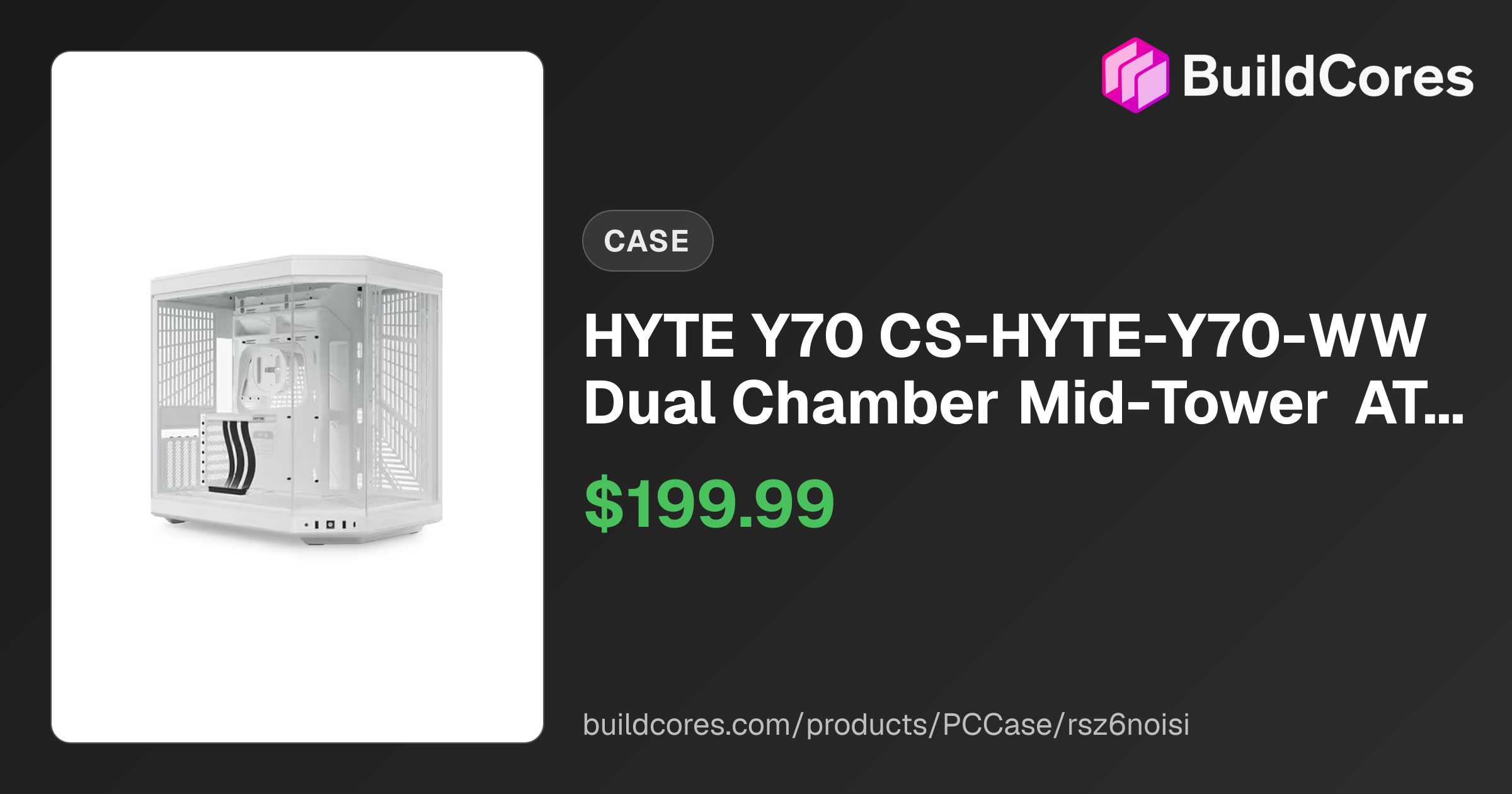 HYTE Y70 CS-HYTE-Y70-WW Dual Chamber Mid-Tower ATX Case with PCIe 4.0 ...