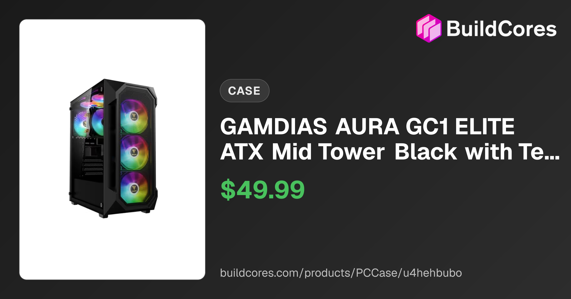 GAMDIAS AURA GC1 ELITE ATX Mid Tower Black with Tempered Glass Side ...