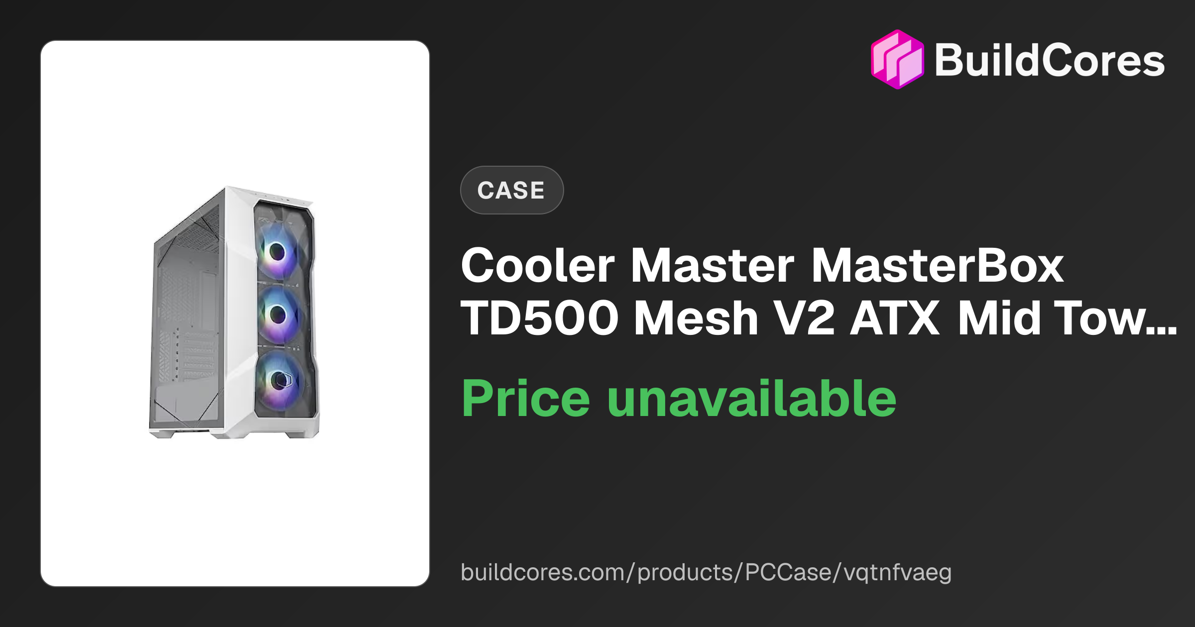 Cooler Master MasterBox TD500 Mesh V2 ATX Mid Tower White Tempered ...