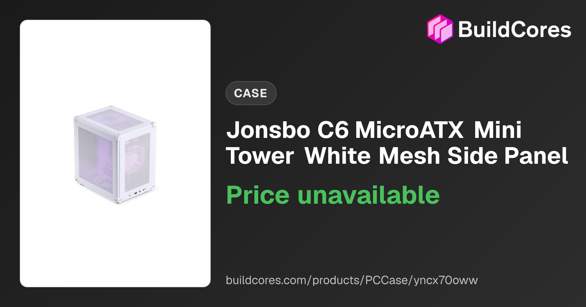 Jonsbo C6 MicroATX Mini Tower White Mesh Side Panel | BuildCores