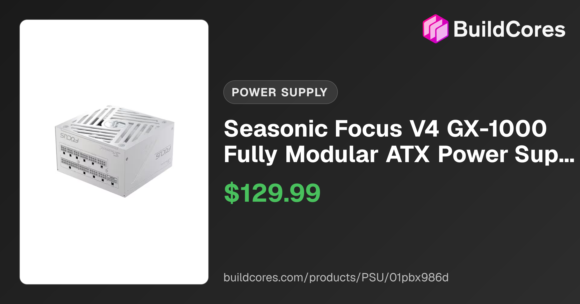 Seasonic Focus V4 GX-1000 Fully Modular ATX Power Supply - 1000 Watts ...