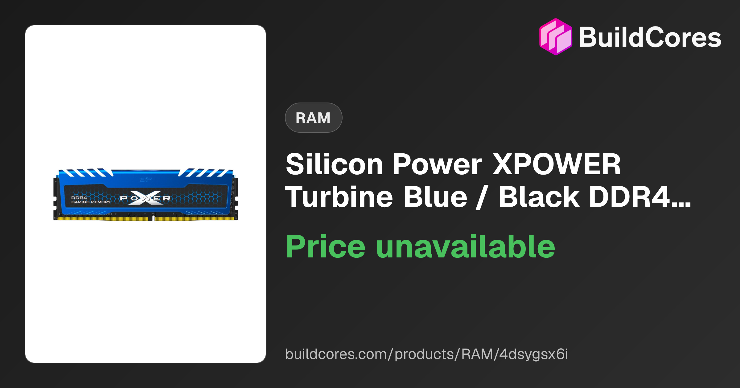 Silicon Power XPOWER Turbine Blue / Black DDR4-3200 CL16 8GB (1x8GB ...